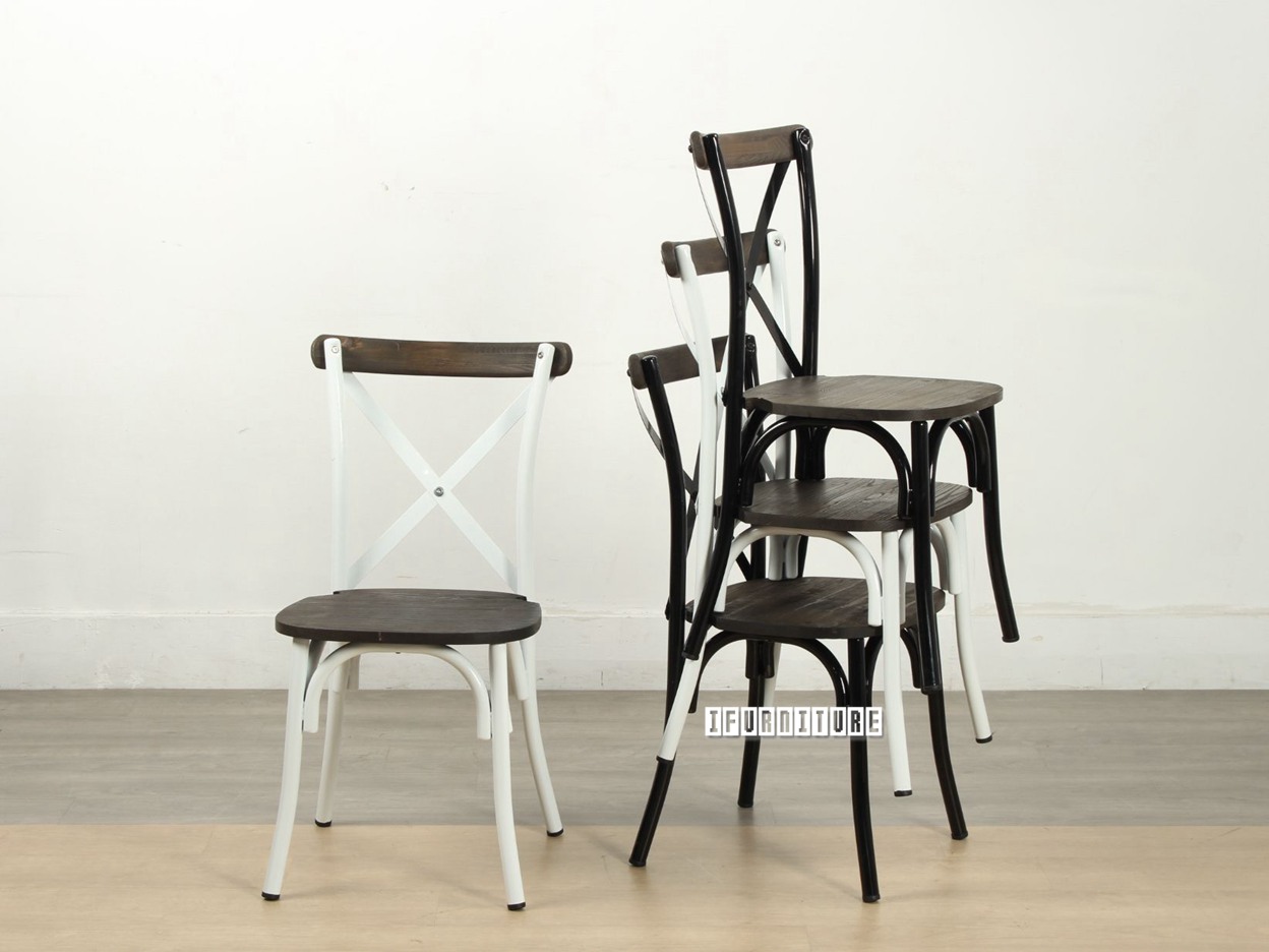 HANOVER Metal Cross Back Chair (Solid Elm Seat)