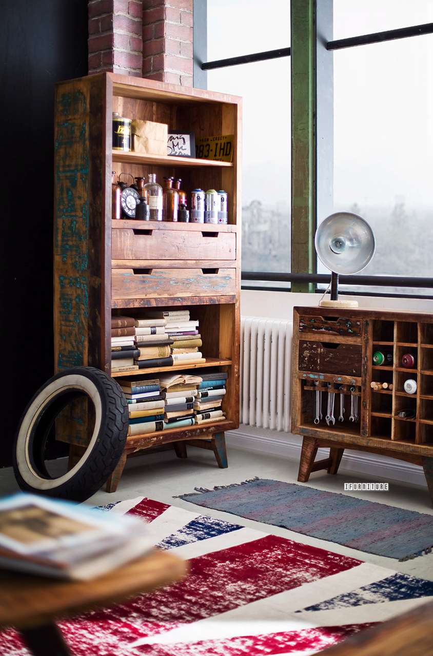 MALMO Solid Recycled Wood Book Shelf