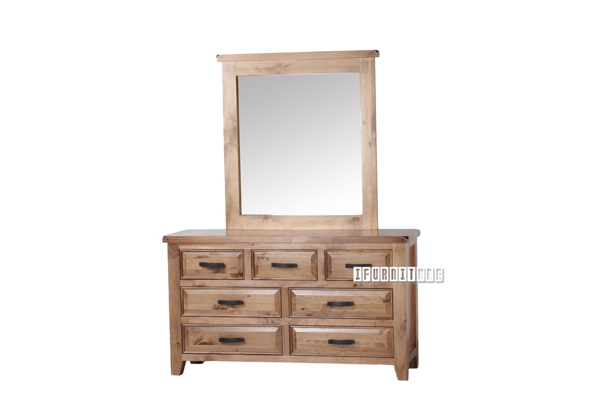 FRANCO 7-Drawer Solid NZ Pine Wood Dresser with Mirror