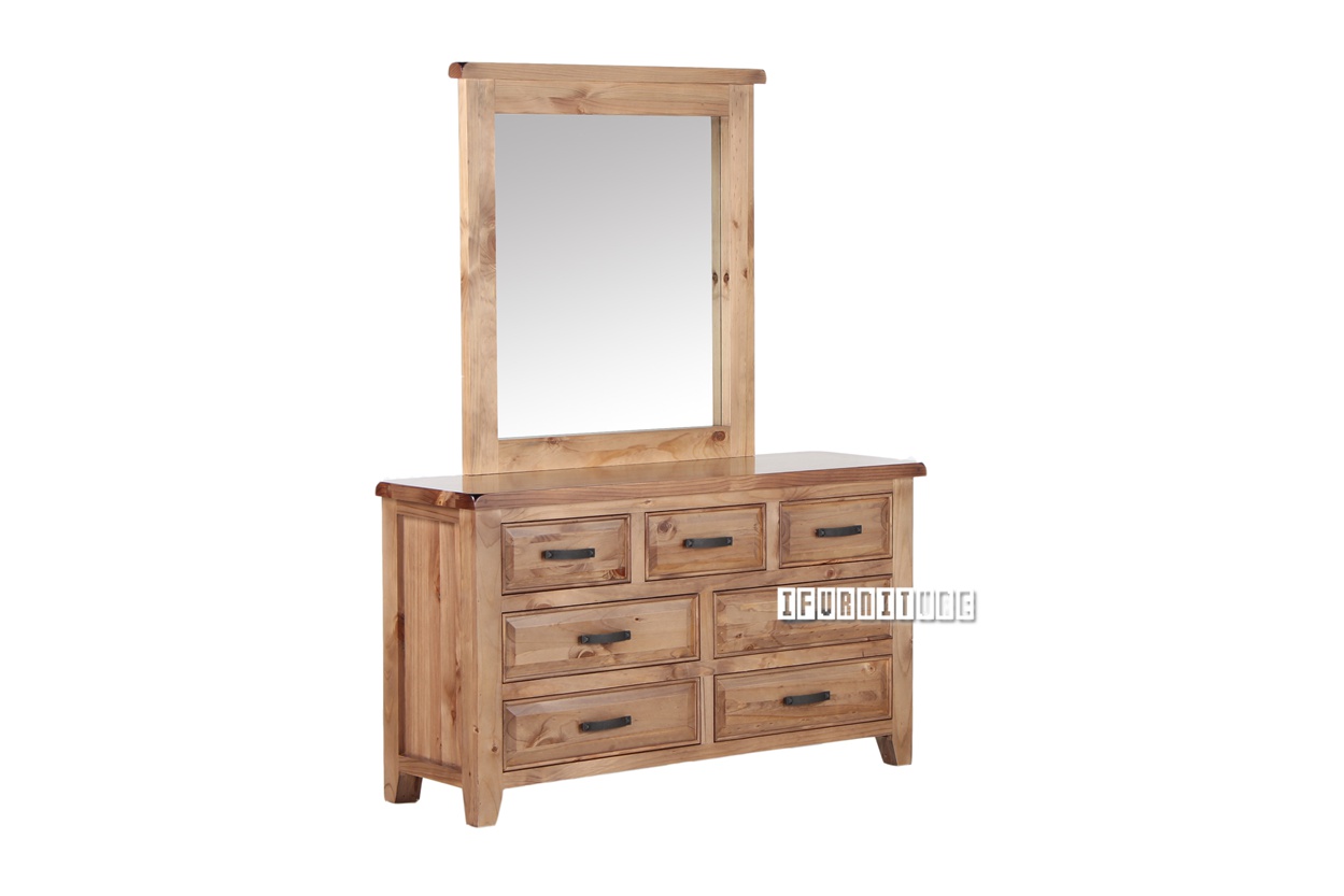 FRANCO 7-Drawer Solid NZ Pine Wood Dresser with Mirror