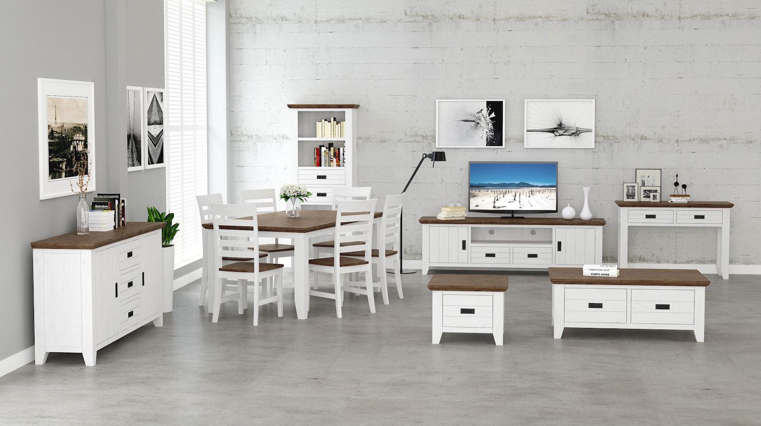 CAROL Solid Acacia1.8M/2.1M 7PC Dining Set