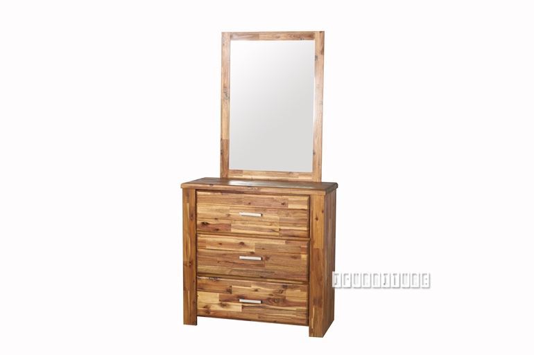SARA 3-Drawer Solid Acacia Wood Dresser with Mirror