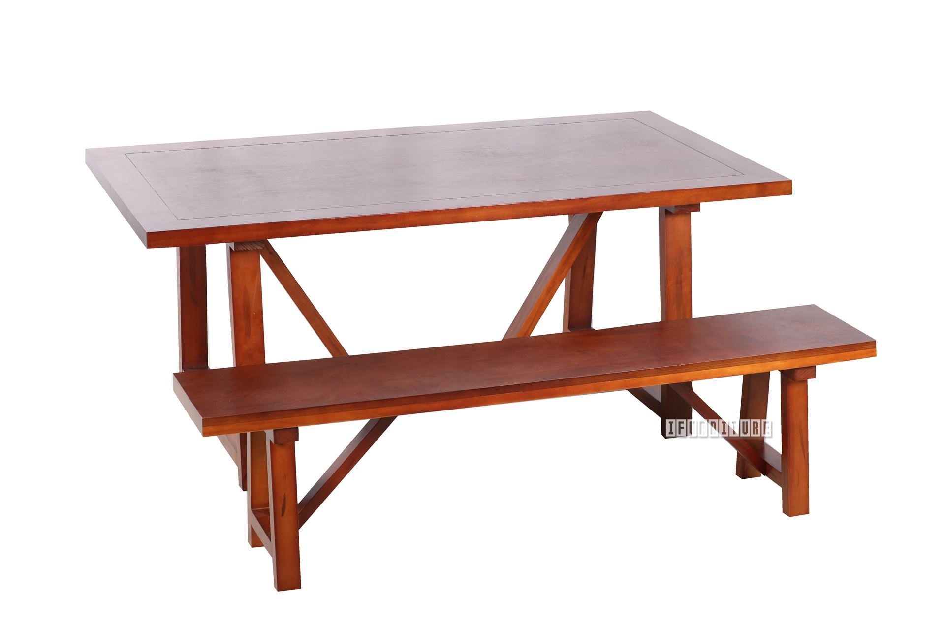 EILBY Solid Pinewood & Veneer Bench (Dark Brown)