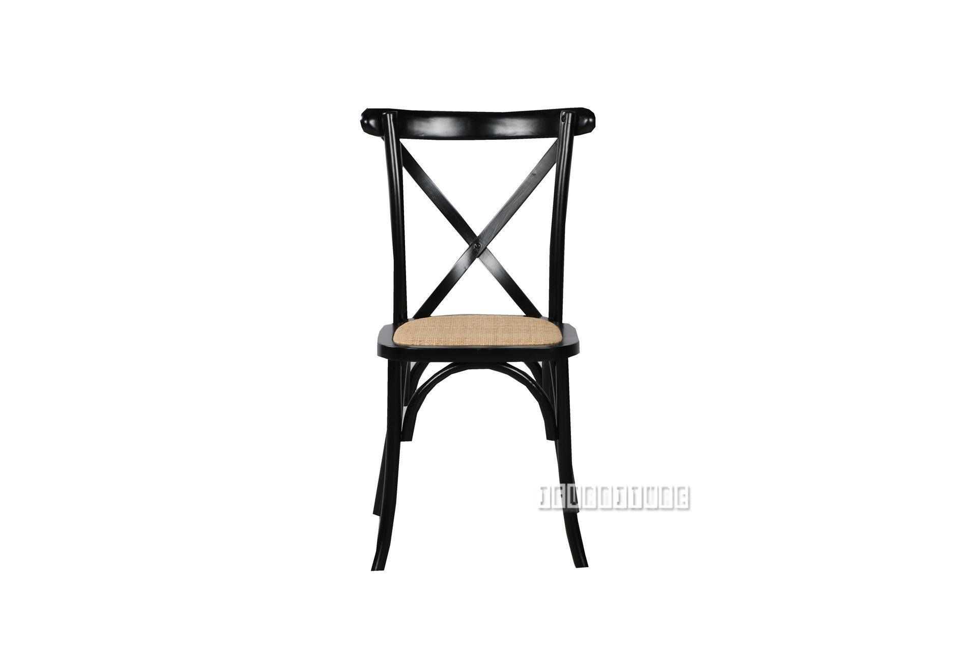 ALBION Solid Beech Cross Back Dining Chair with Rattan Seat (Black)