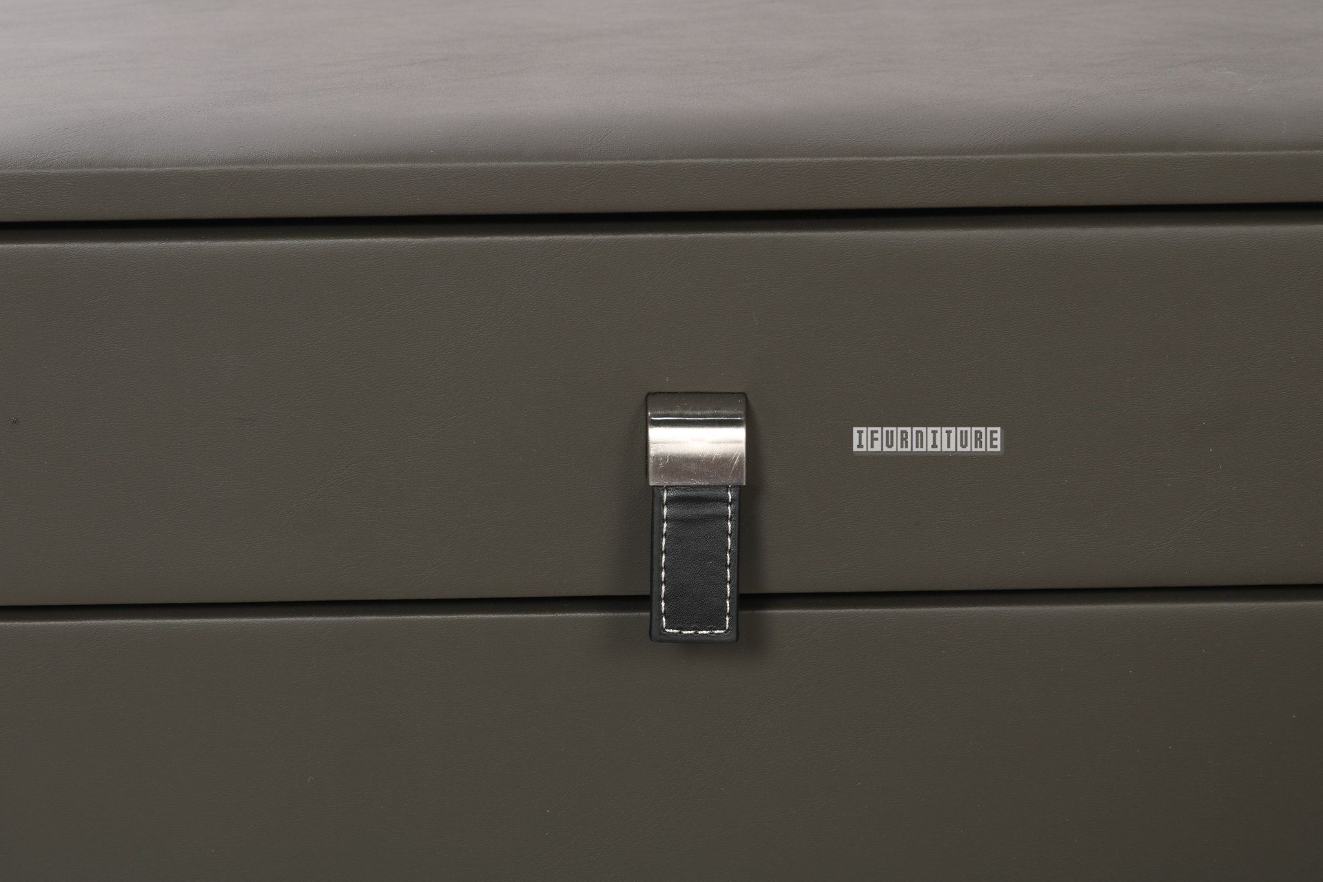 LOFT 2-Drawer Leather Bedside Table (Grey)