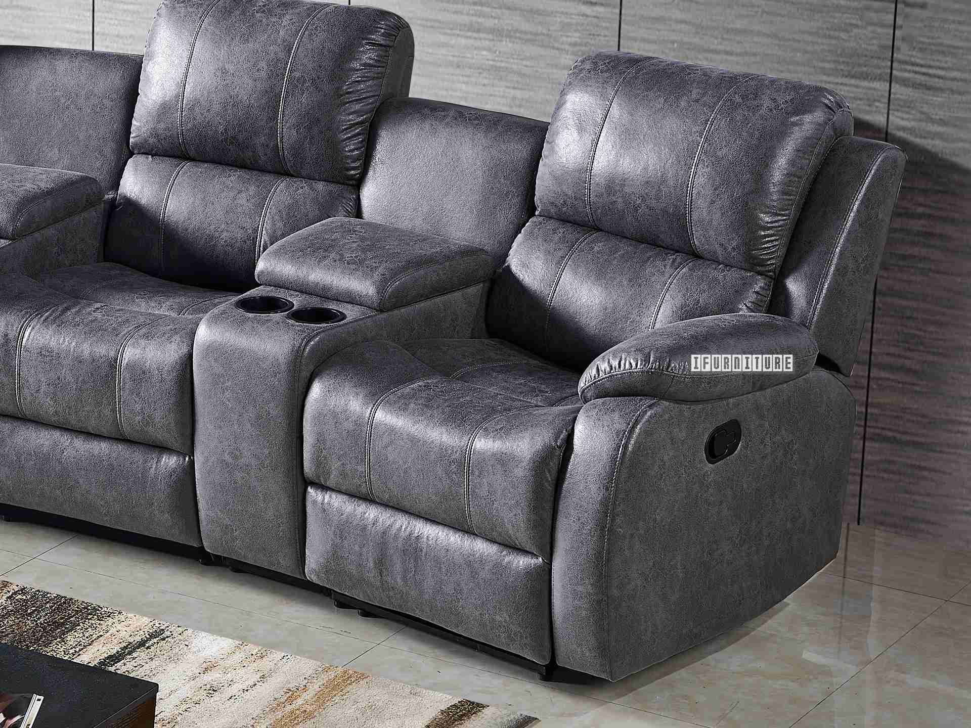EASTON Home Theatre Reclining Sofa with 2 Cup Holders and Storage