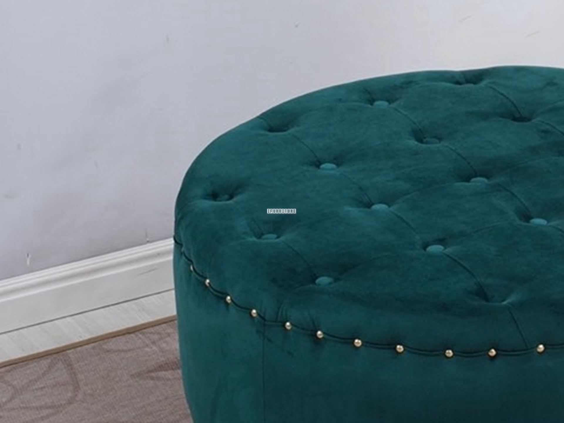 AQEEL Round Ottoman (Green)