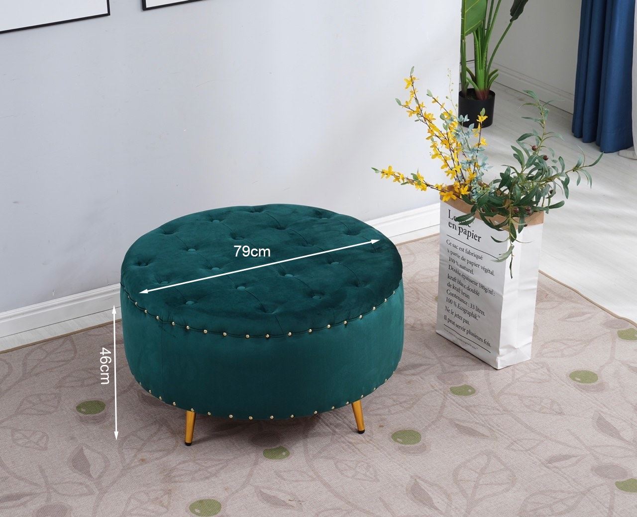 AQEEL Round Ottoman (Green)