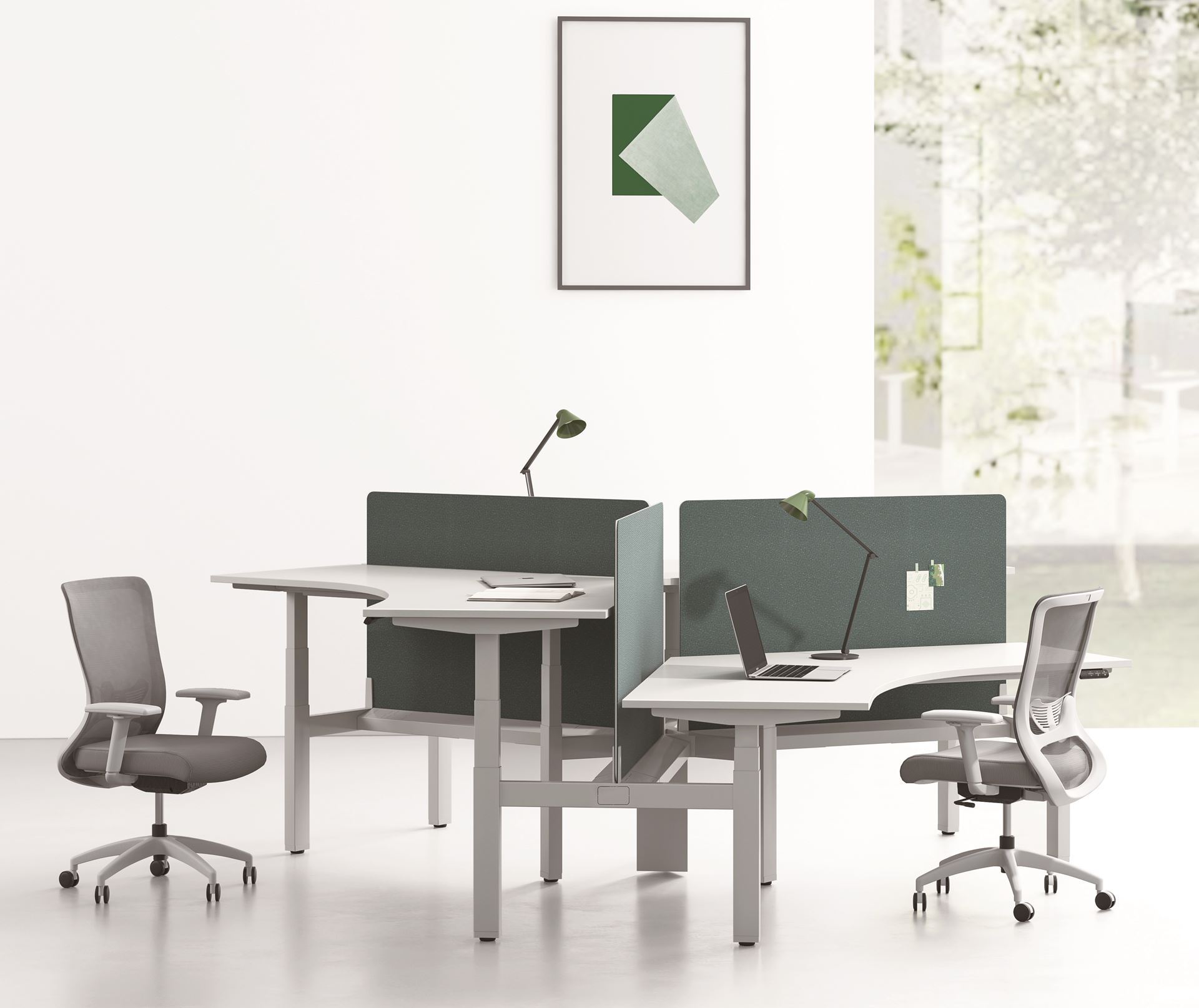 UP1 TRIANGLE POD HEIGHT ADJUSTABLE DESKS SYSTEM