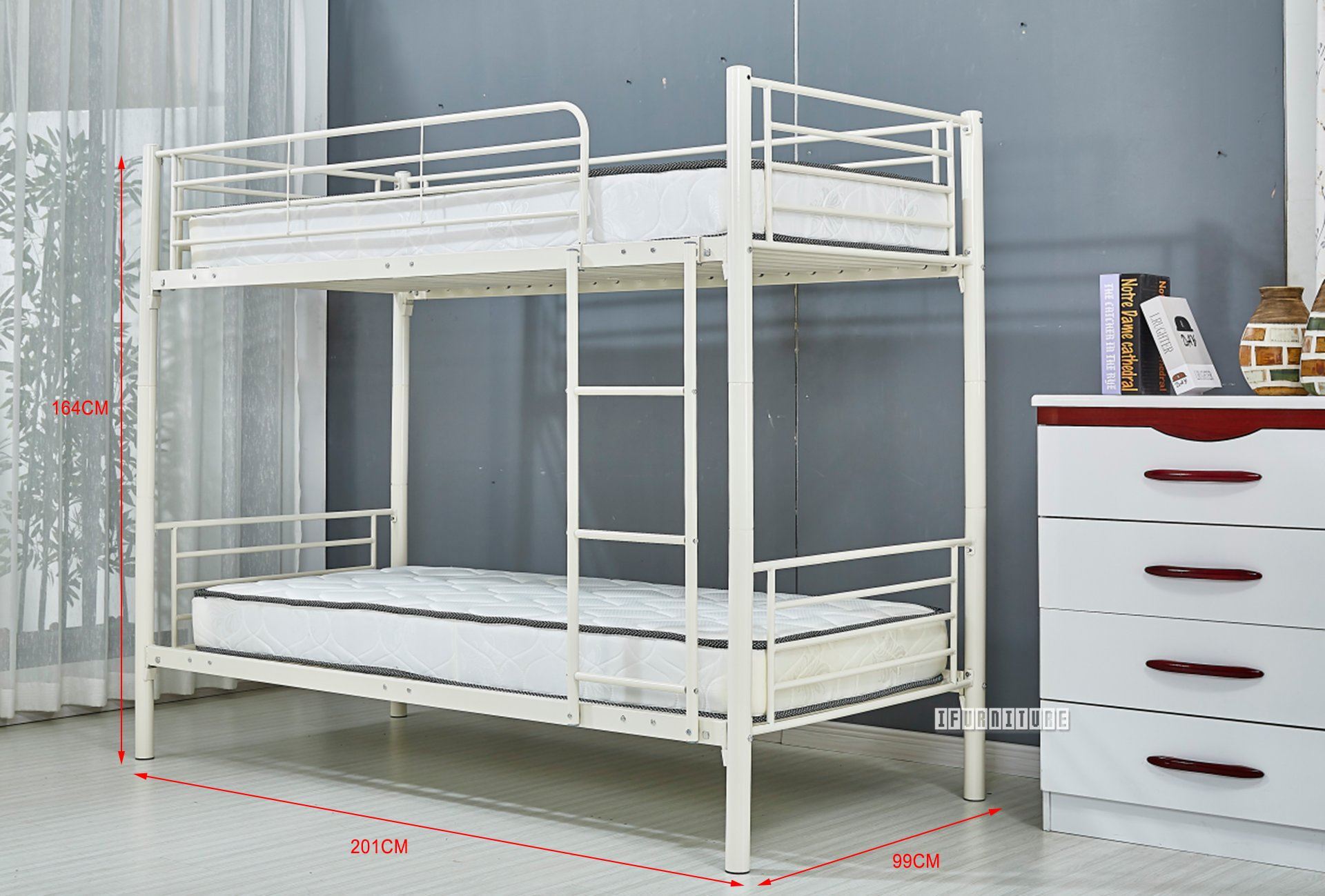 STELLA Steel Single-Single Bunk Bed Frame with Support Plus Mattress Combo
