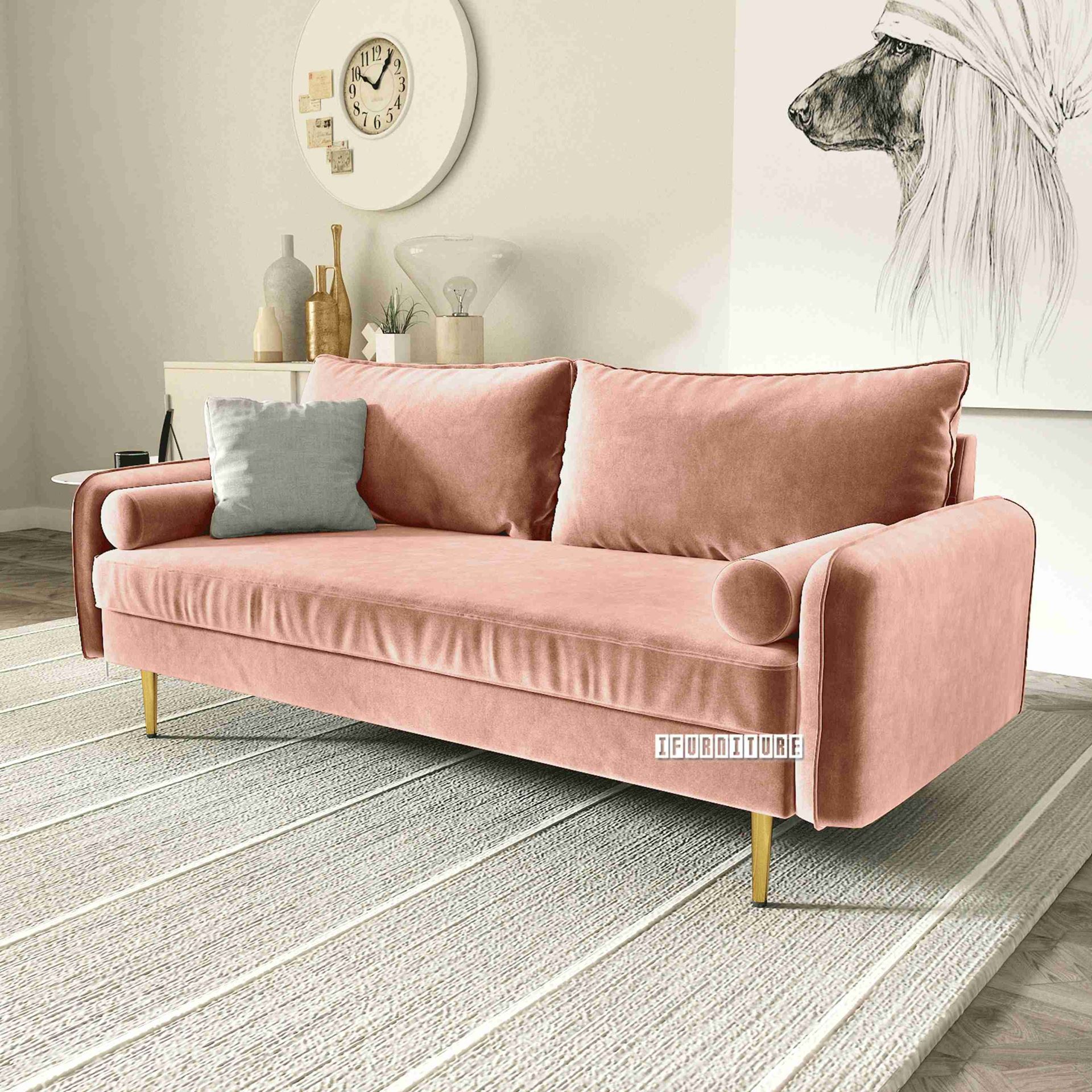 HENRY 3+2 Velvet Sofa Range (Rose)
