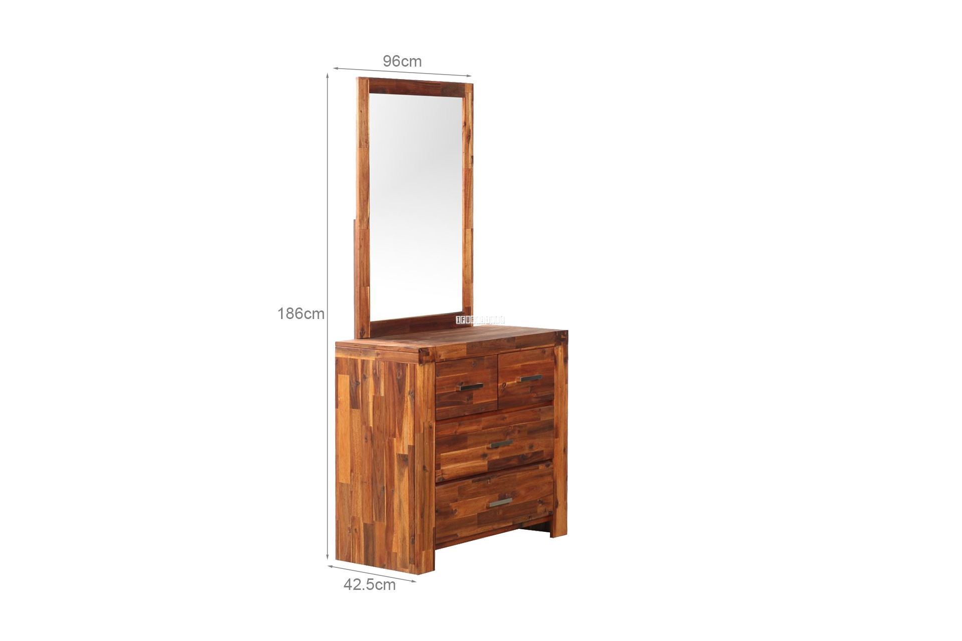 PHILIPPE 4-Drawer Dresser with Mirror (Rustic Java Colour)