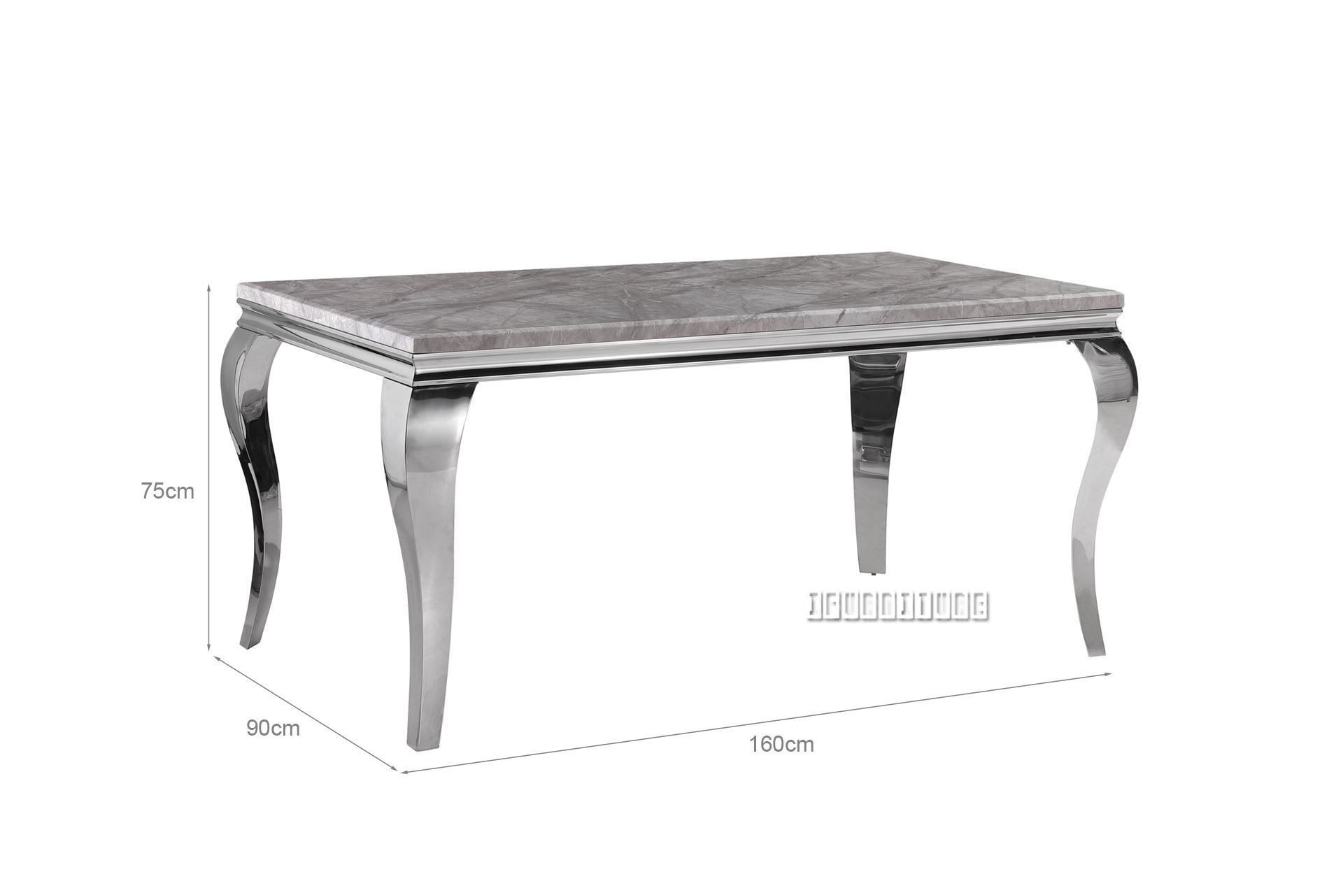 AITKEN 160 Marble Top Stainless Steel Dining Table (Grey)