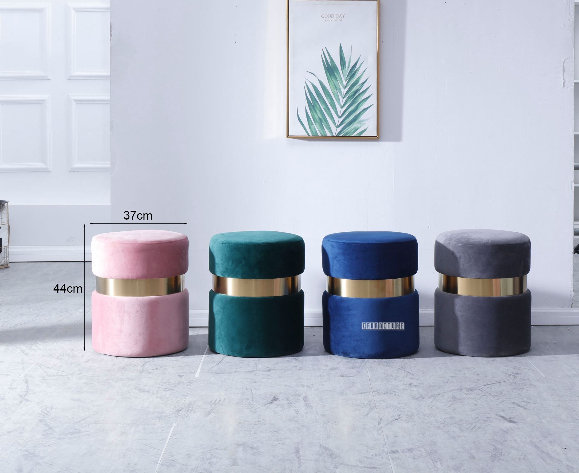 STOW Small Footstool (Pink/Grey/Green)