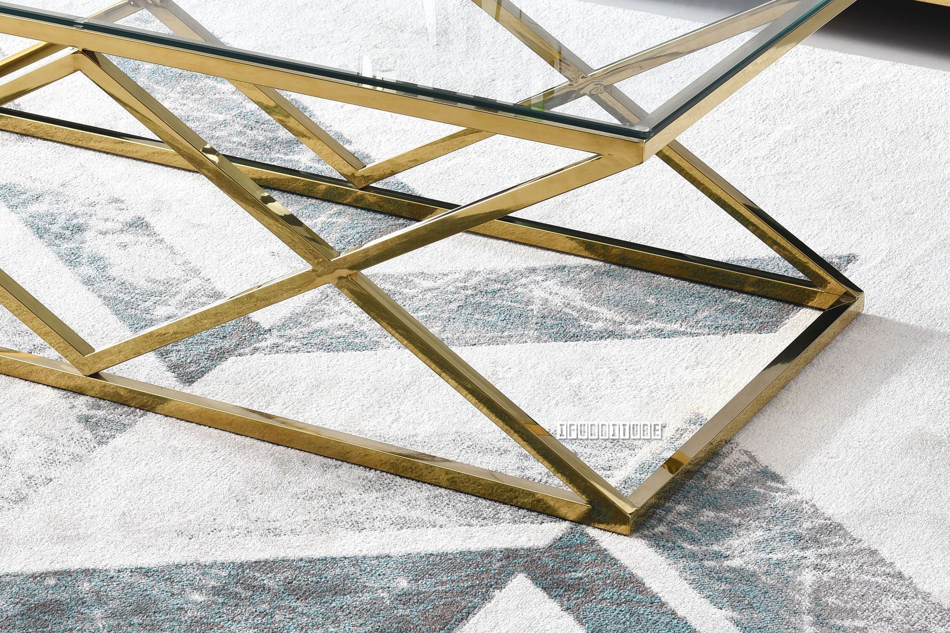 DIAMOND 120 Glass Top Coffee Table with Golden Stainless Steel