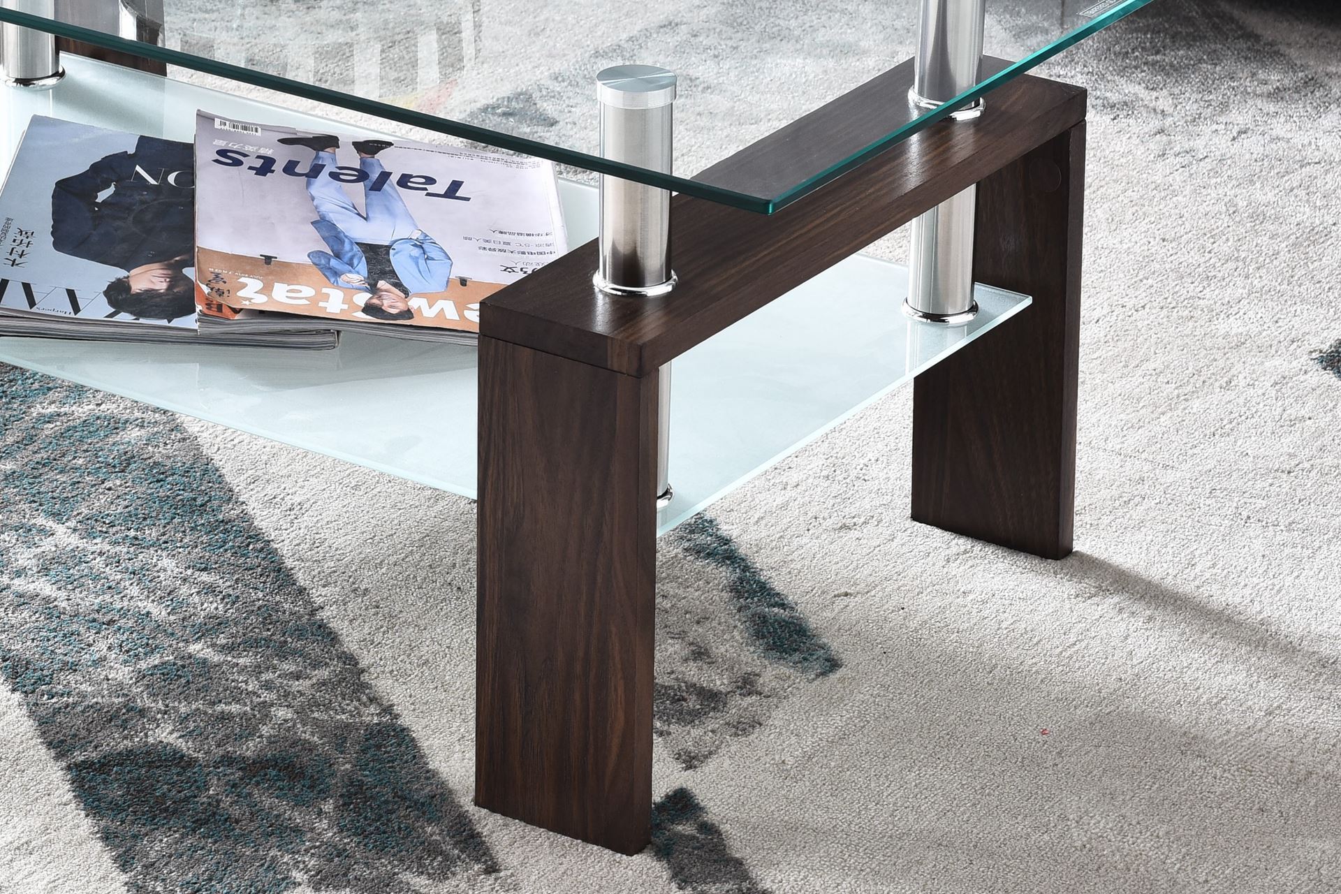 HORIZON Glass Coffee Table (Walnut Colour)
