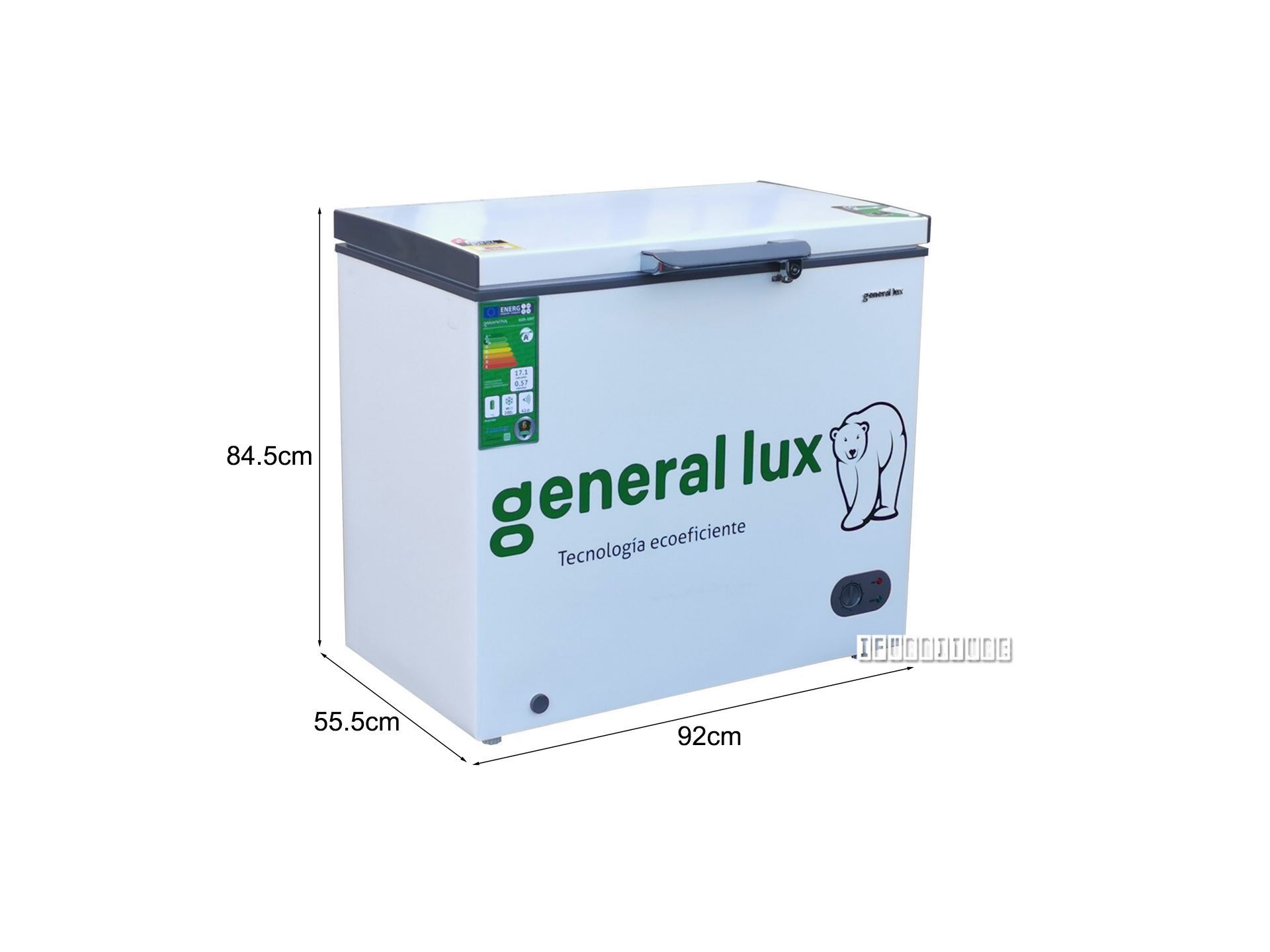 GENERAL LUX 200L CHEST FREEZER WITH LED LIGHT, GLASS SHELF & LOCK GLUX ...