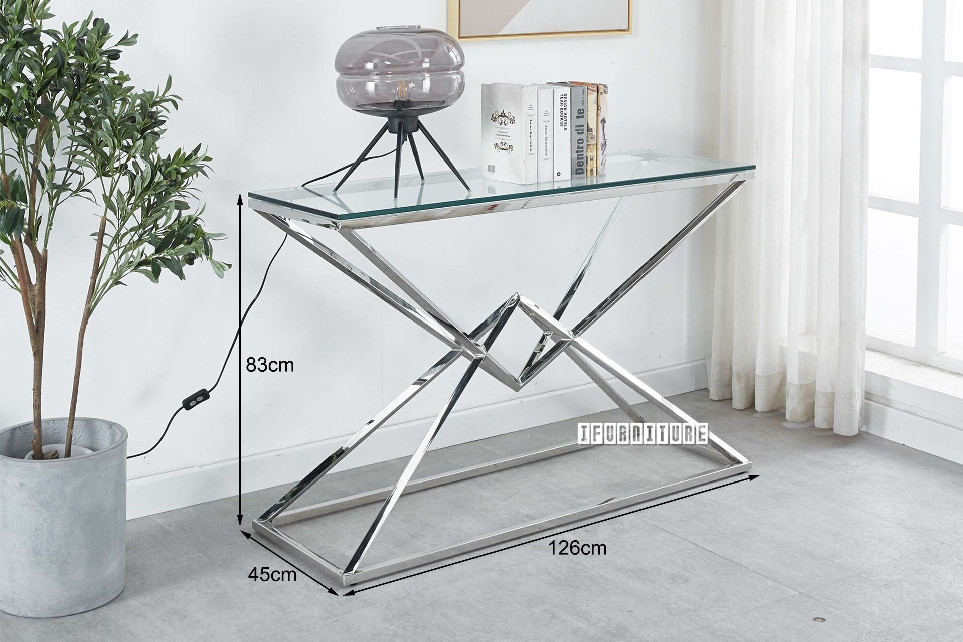 PYRAMID Stainless steel Console Table (Silver)