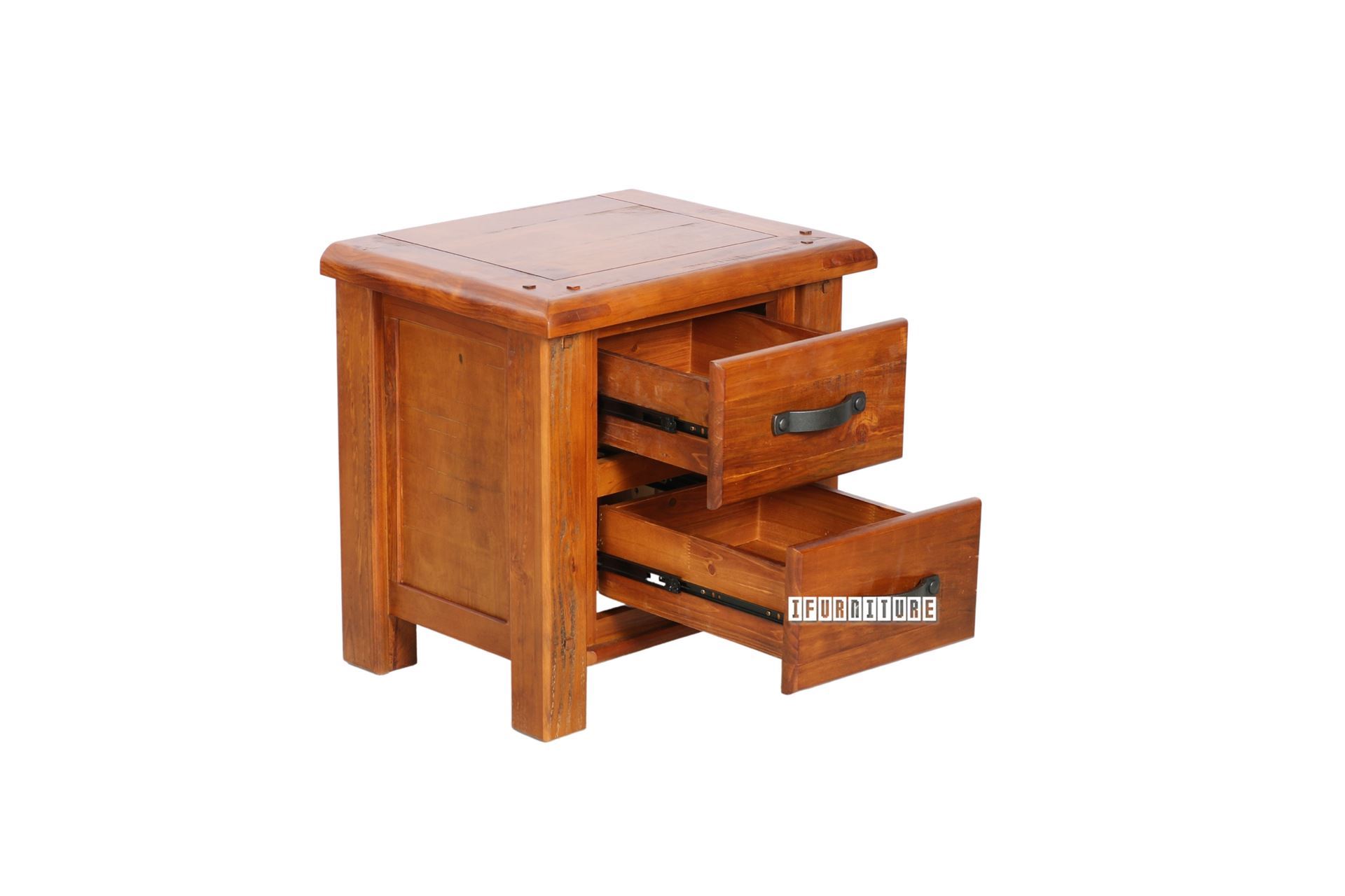 RIVERWOOD 2-Drawer Bedside Table (Rustic Pine)