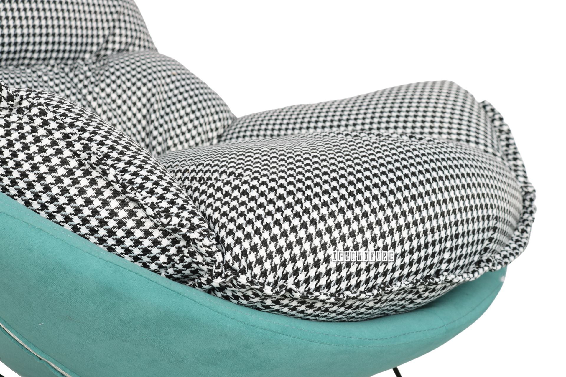LOBSTER Fabric Rocking Chair With Footstool *Houndstooth and Blue