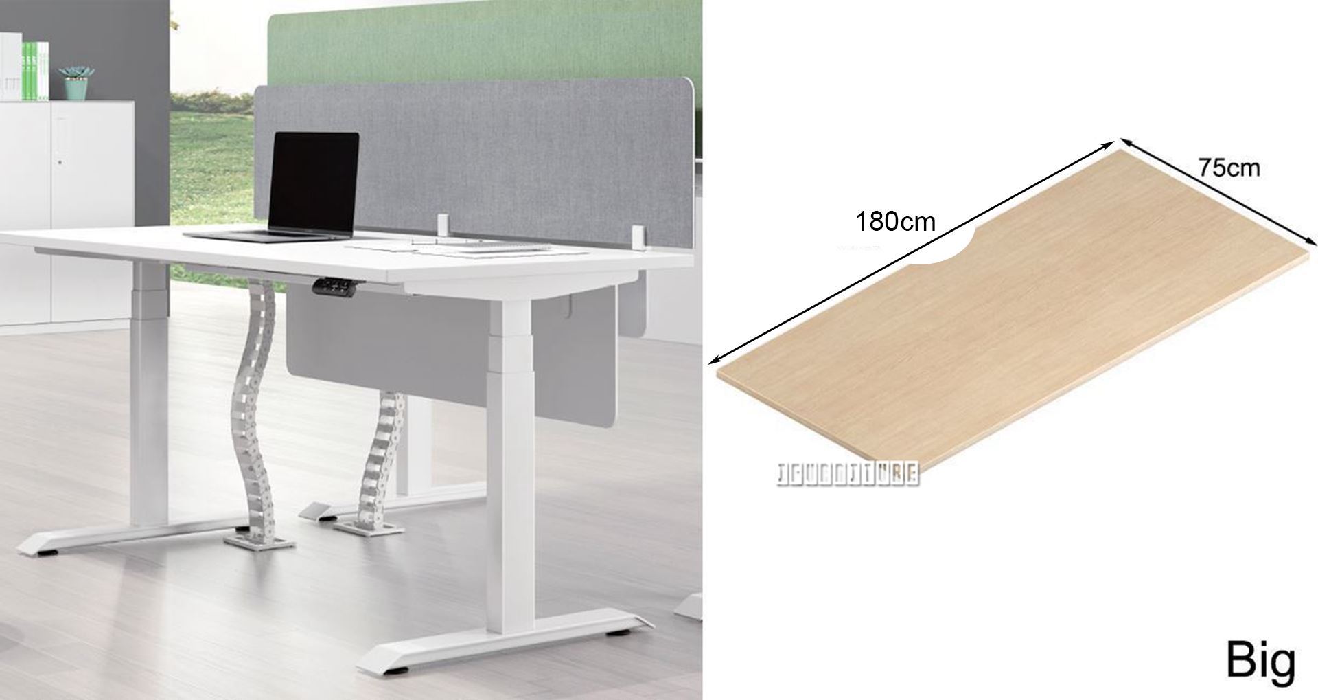 UP1 150/160/180 HEIGHT ADJUSTABLE STRAIGHT DESK *Oak Top with Black Legs