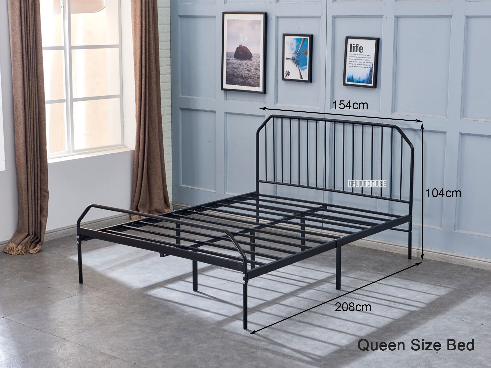 PHILIPPA Steel Frame Bed Frame in Single/Double/Queen Size
