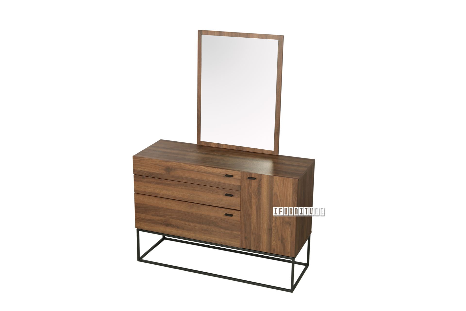 PARKER 3 DRW 1 DR Dressing Table with Mirror (Walnut)