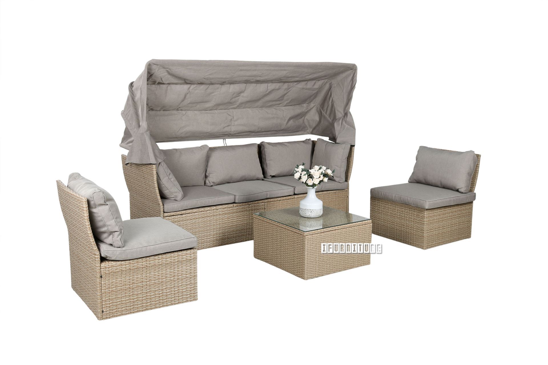 LAVAL Outdoor Modular Lounge Canopy Sofa Set with Adjustable Coffee ...