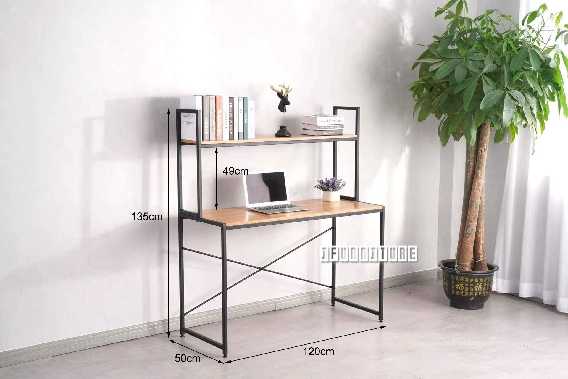 HENMAN 120 Work Desk With Shelf *Black