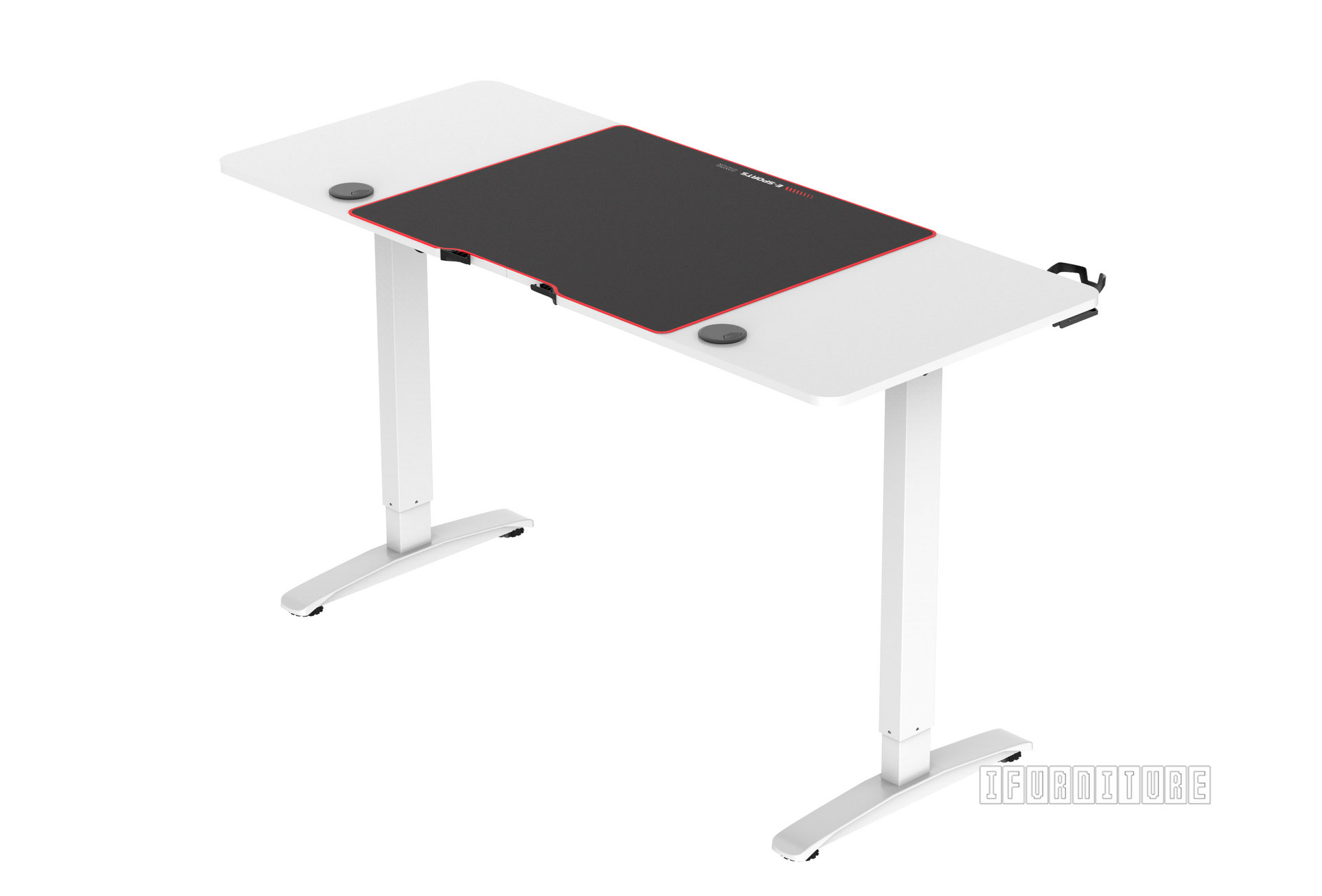 MATRIX 140 Height Adjustable Straight Desk with Jumbo Mouse Pad (White)
