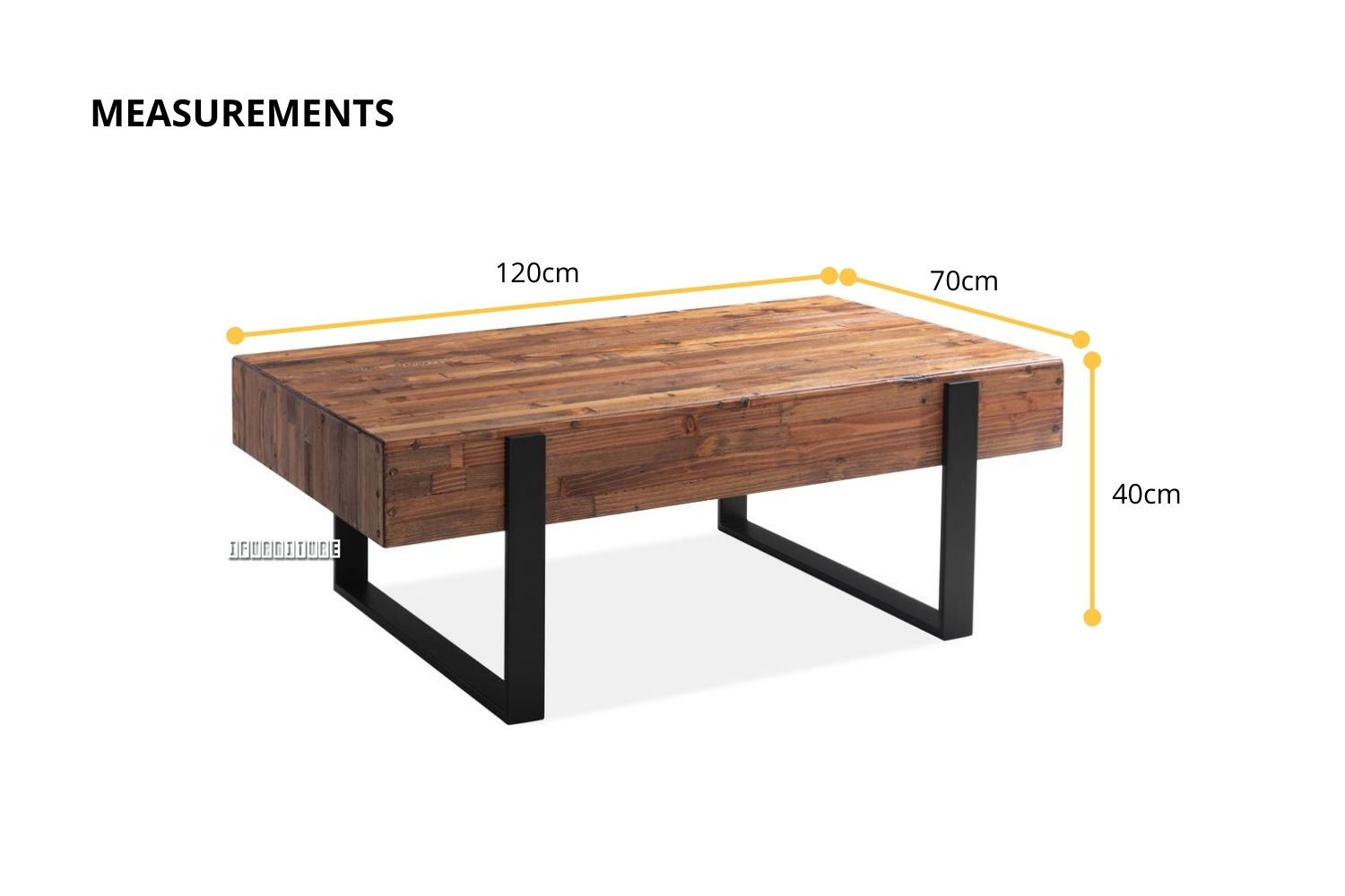 IRONBRIDGE 120 Coffee Table (Rustic Brown)