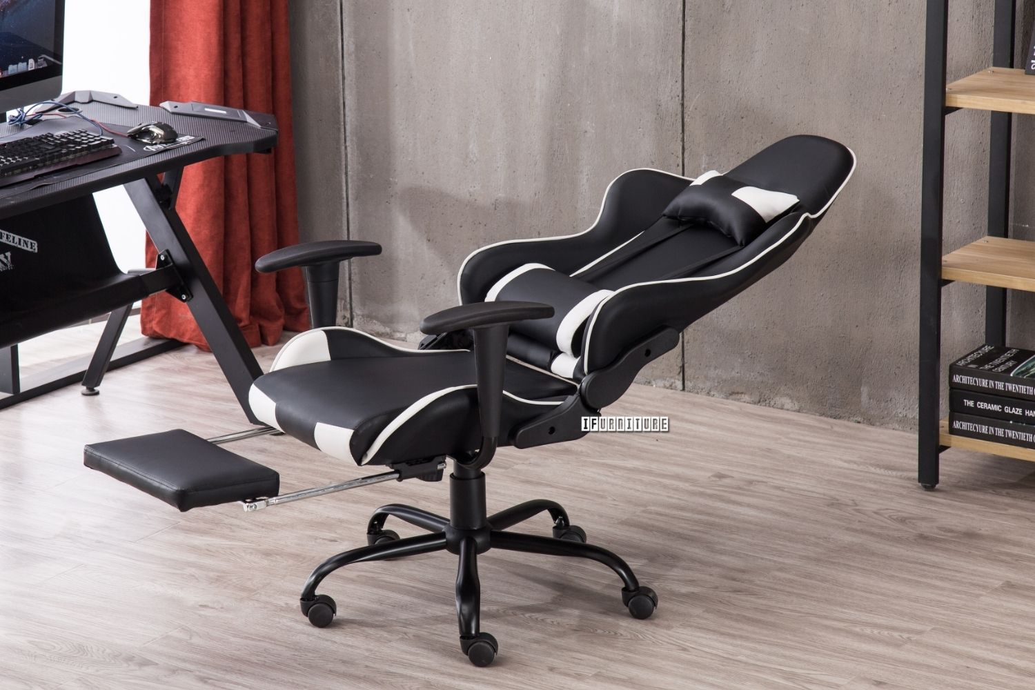 RACER Ergonomic Gaming Chair with Footrest *White