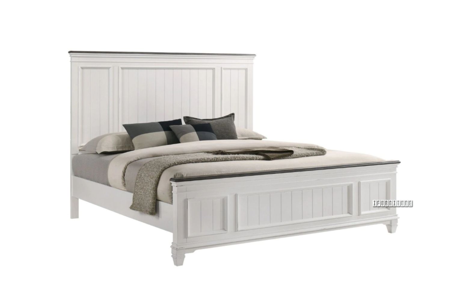 CHARLES 4PC/5PC/6PC Bedroom Combo in Queen/Super King Size (White & Grey)