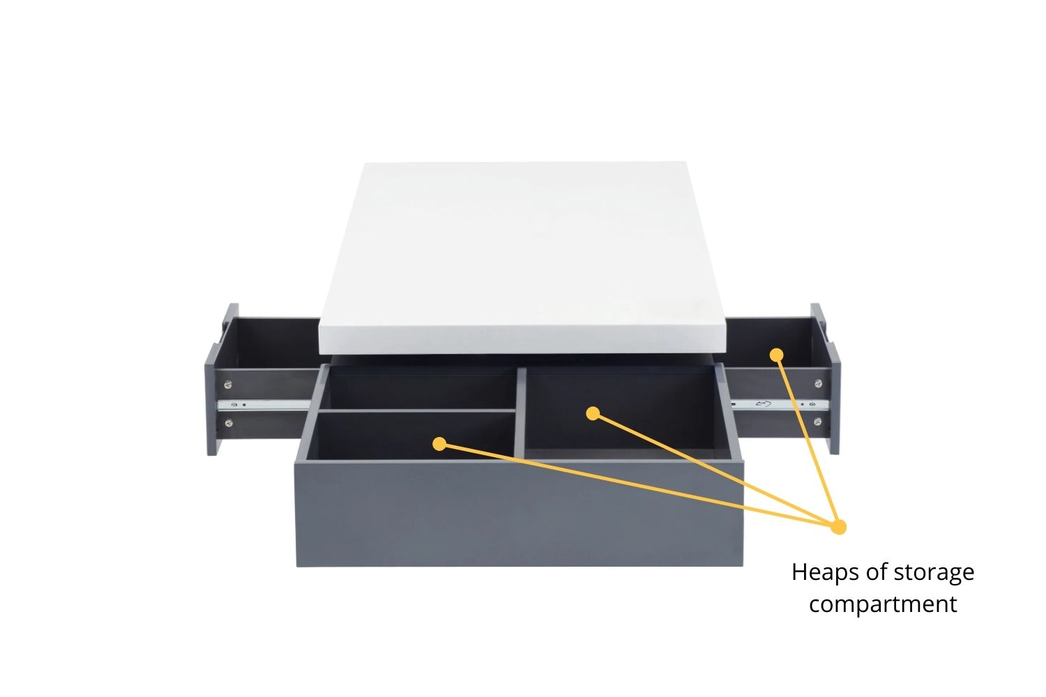 HANIMONT 120 Coffee Table with LED Lights (Swivel Storage/High Gloss ...