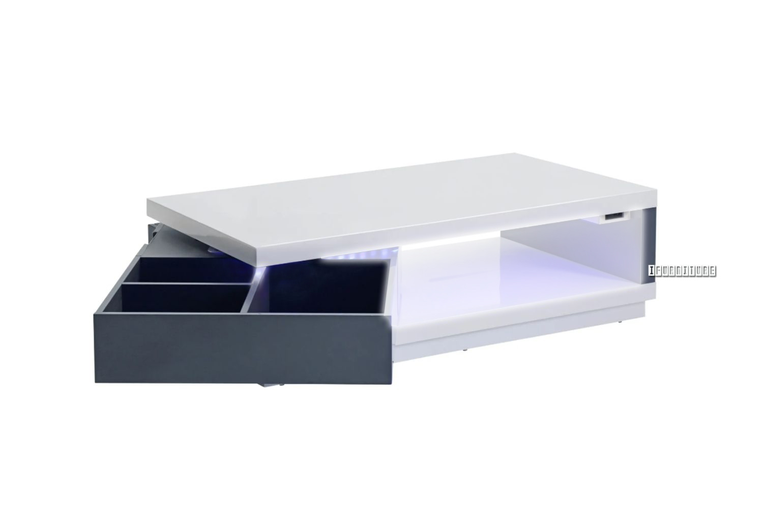 HANIMONT 120 Coffee Table with LED Lights (Swivel Storage/High Gloss ...