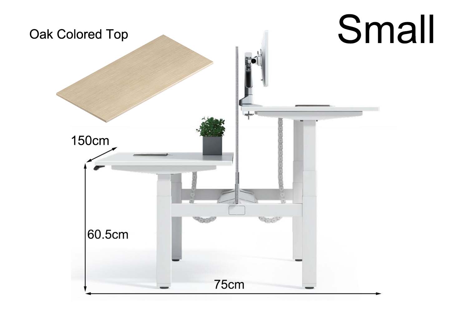 UP1 BACK-TO-BACK DUAL ADJUSTABLE DESK SYSTEM *WHITE COLOUR FRAME