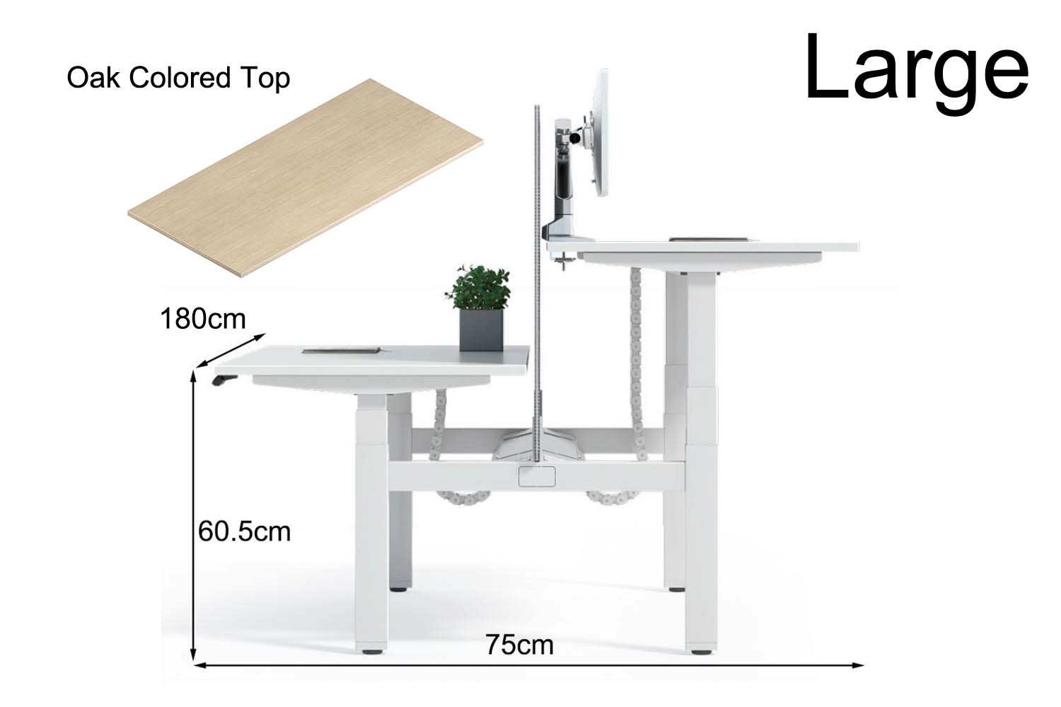 UP1 BACK-TO-BACK DUAL ADJUSTABLE DESK SYSTEM *WHITE COLOUR FRAME