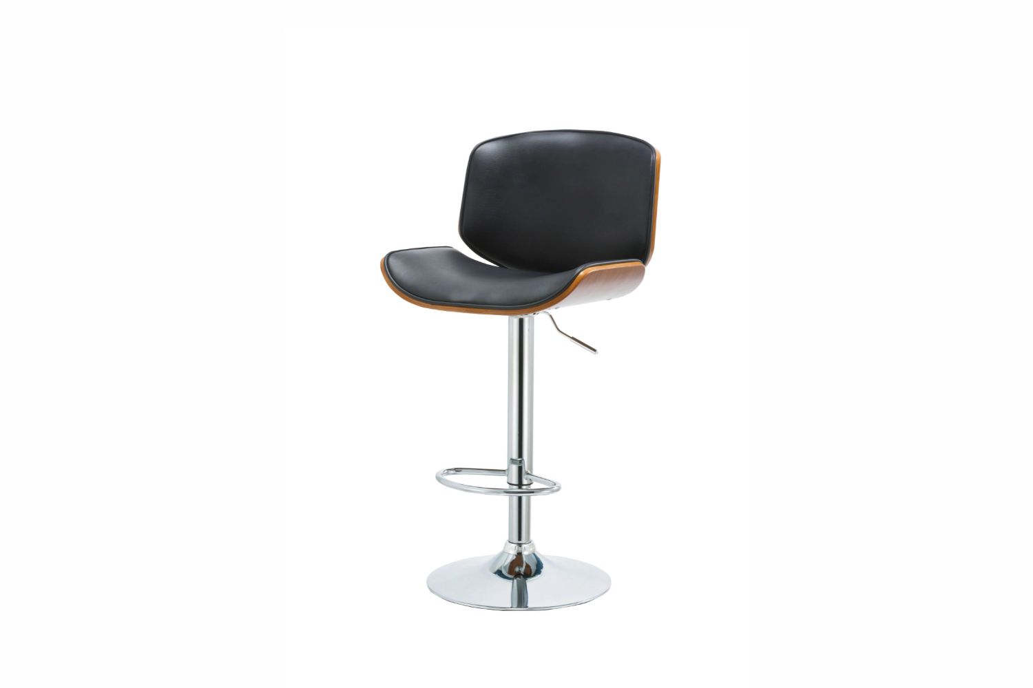 LOTUS Bentwood Adjustable Swivel Gas Lift Bar Stool (Black)
