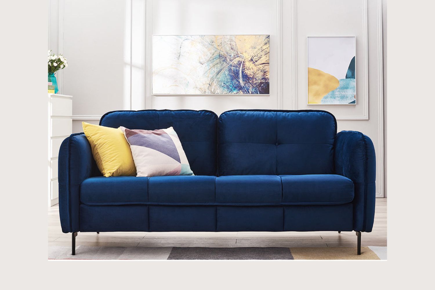 AMBERLEY Velvet Sofa (Blue) - 2 Seater