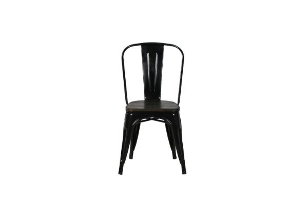TOLIX Replica Dining Chair With Solid Rustic Elmwood (White)
