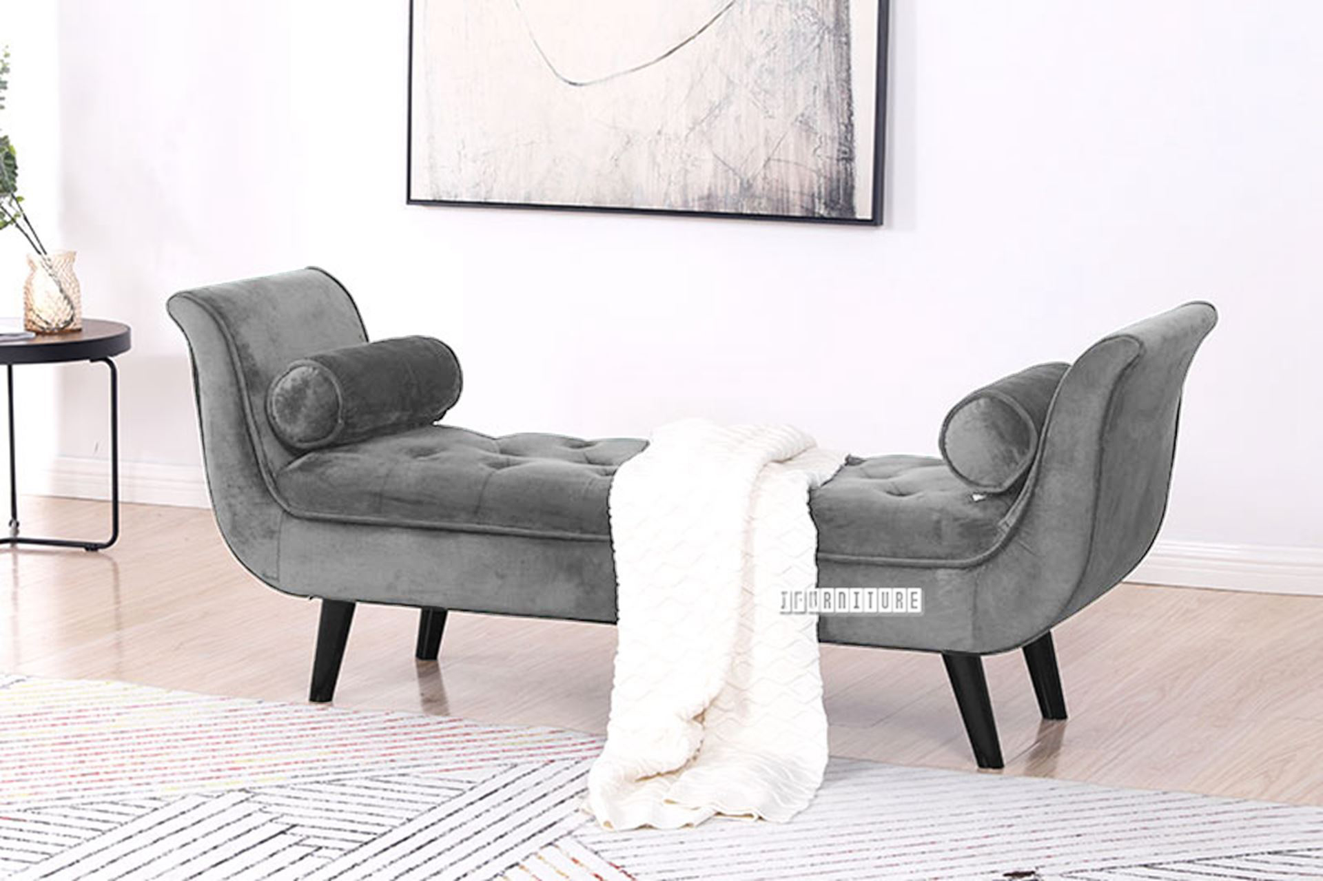 ORVA Velvet Arm Bench (Grey)