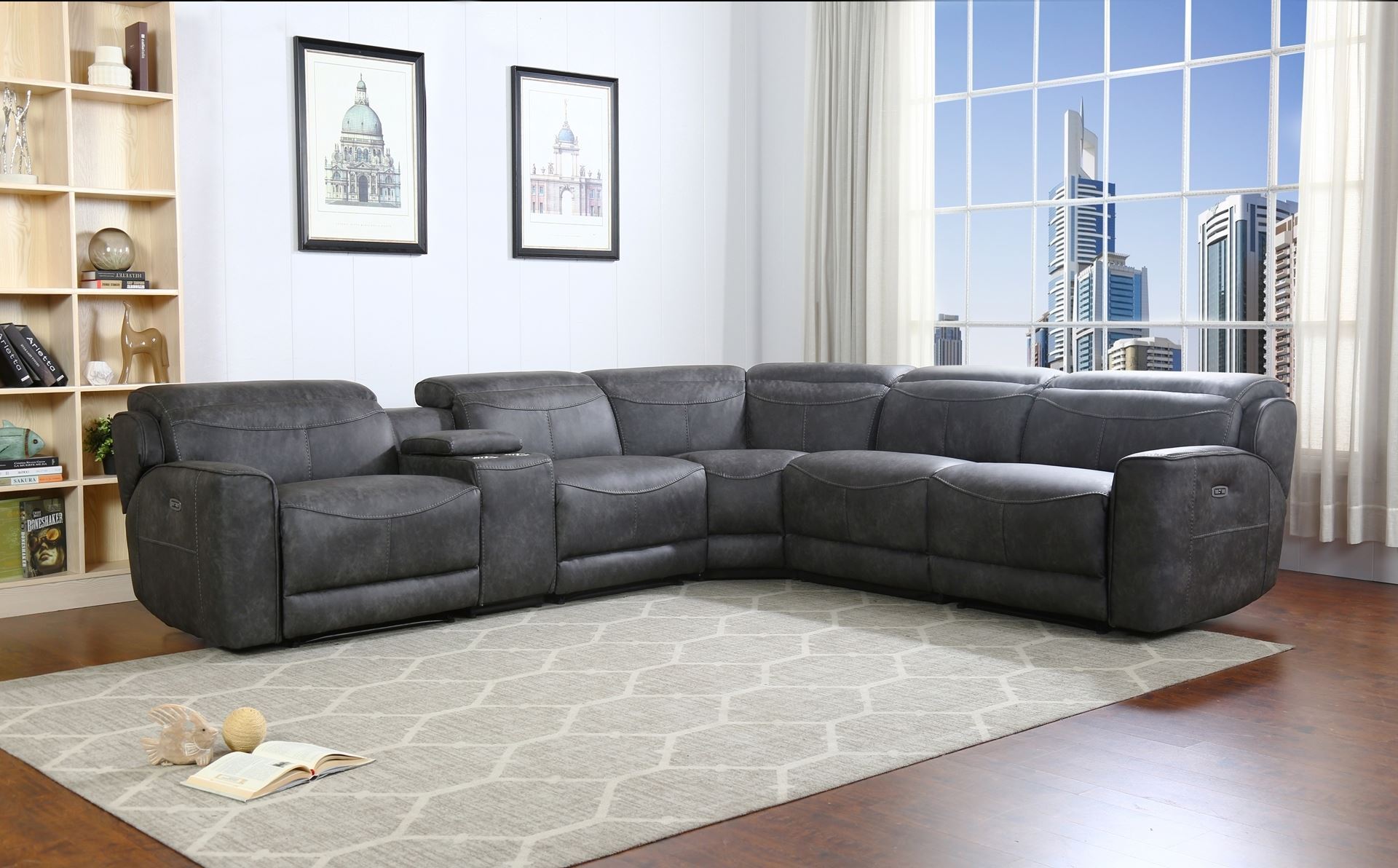 PICO DUAL POWER Sectional Modular Reclining Sofa (Cup Holders, Storage ...