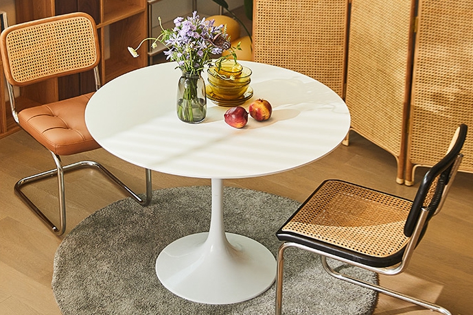 TULIP Dining Set - 80cm Table with 2 Chairs (White)