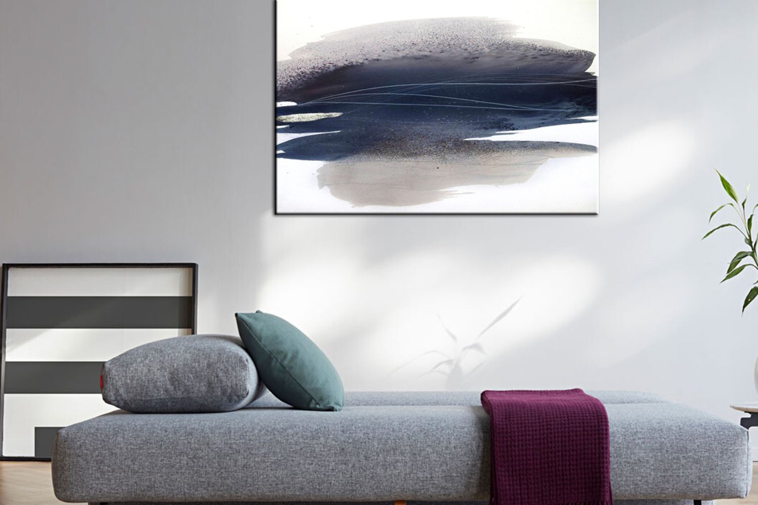 ABSTRACT ART (REFLECTIONS III) - Frameless Canvas Print Wall Art ...