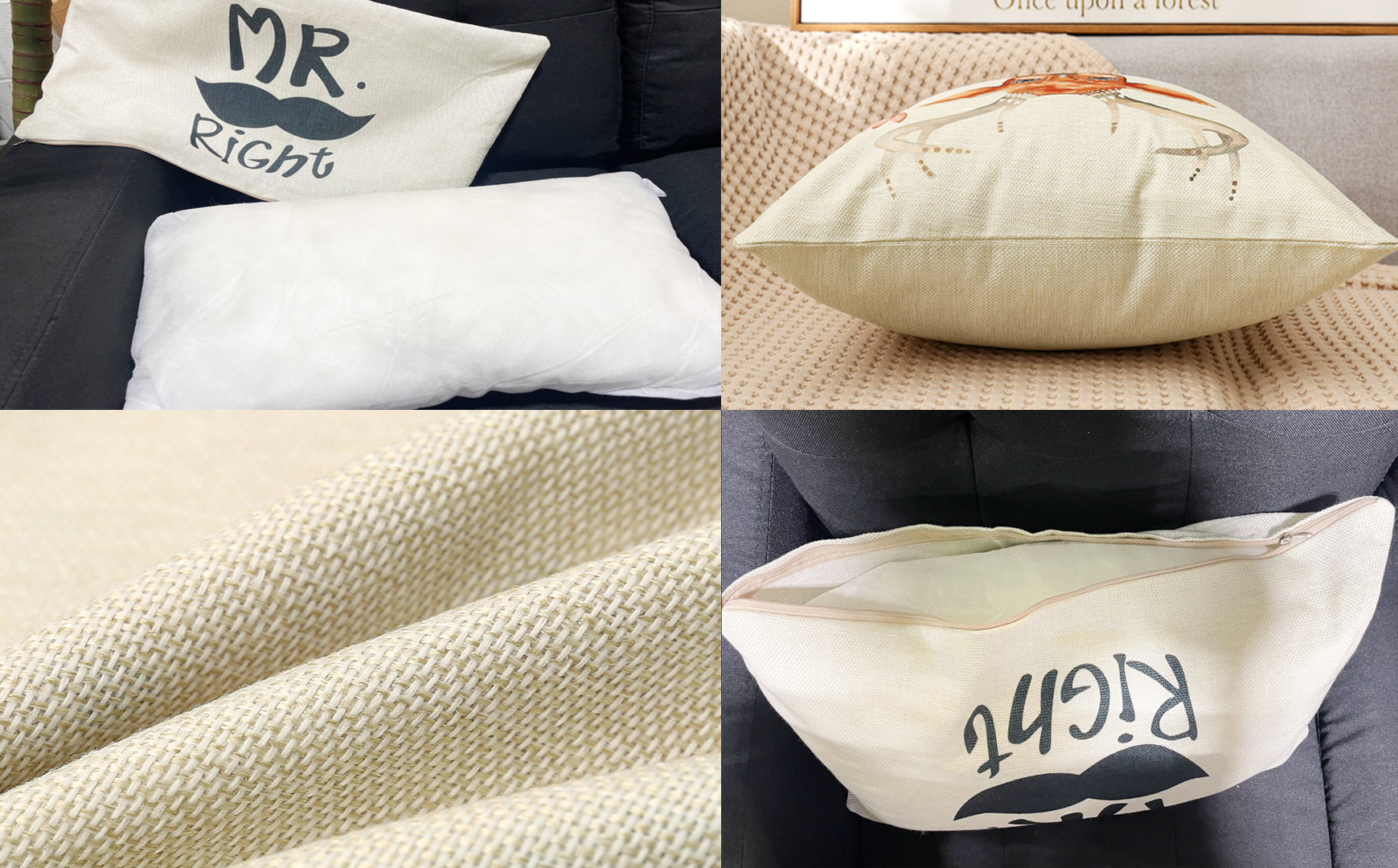 SQUARE Linen Cushion with Inner Assorted - Cushion 1686 (Black Cat)