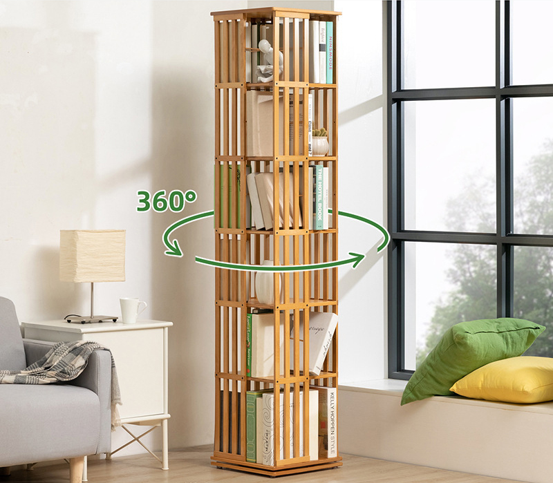 MINIMALIST 6 Layers Rotation Bookshelf (Natural Colour)