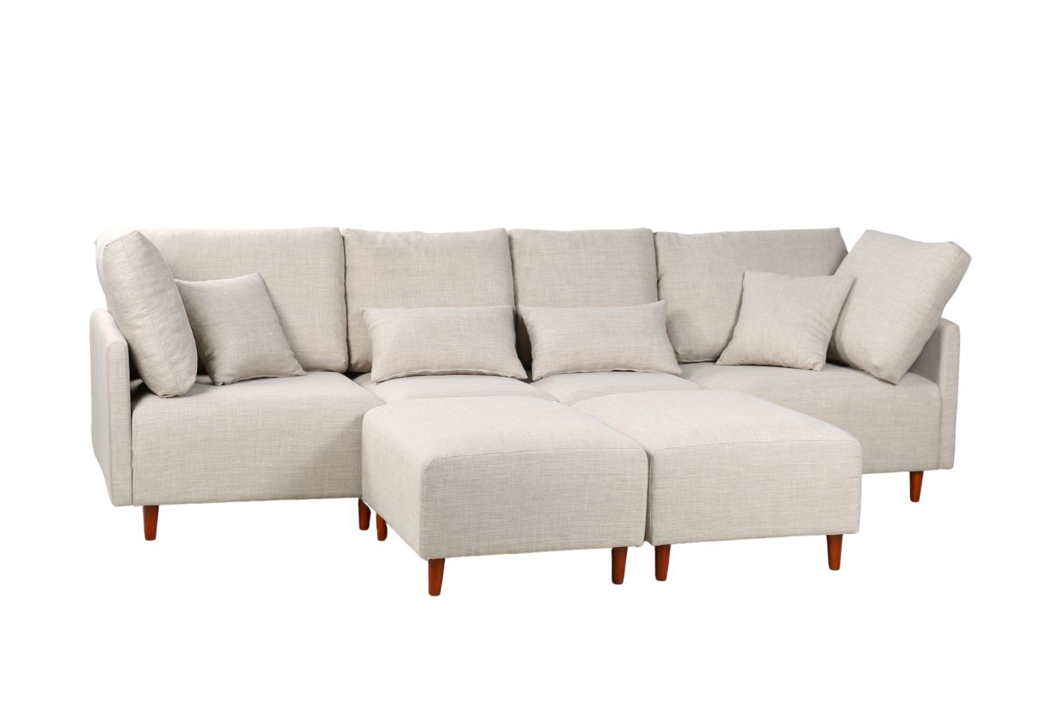 BRAYLAND Sectional Modular Fabric Sofa (Beige)
