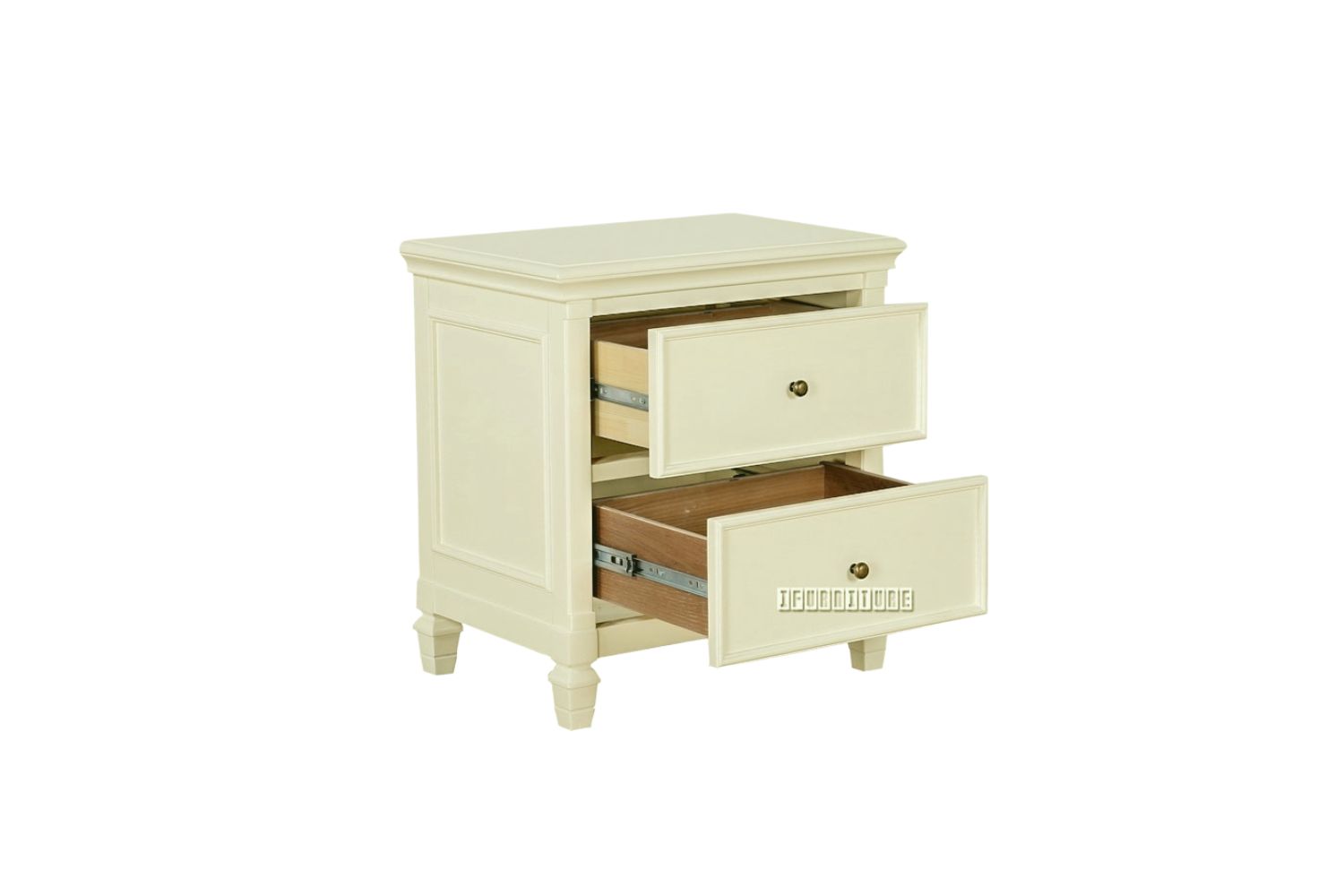 ELIZABETH 2-Drawer Bedside Table (Cream)