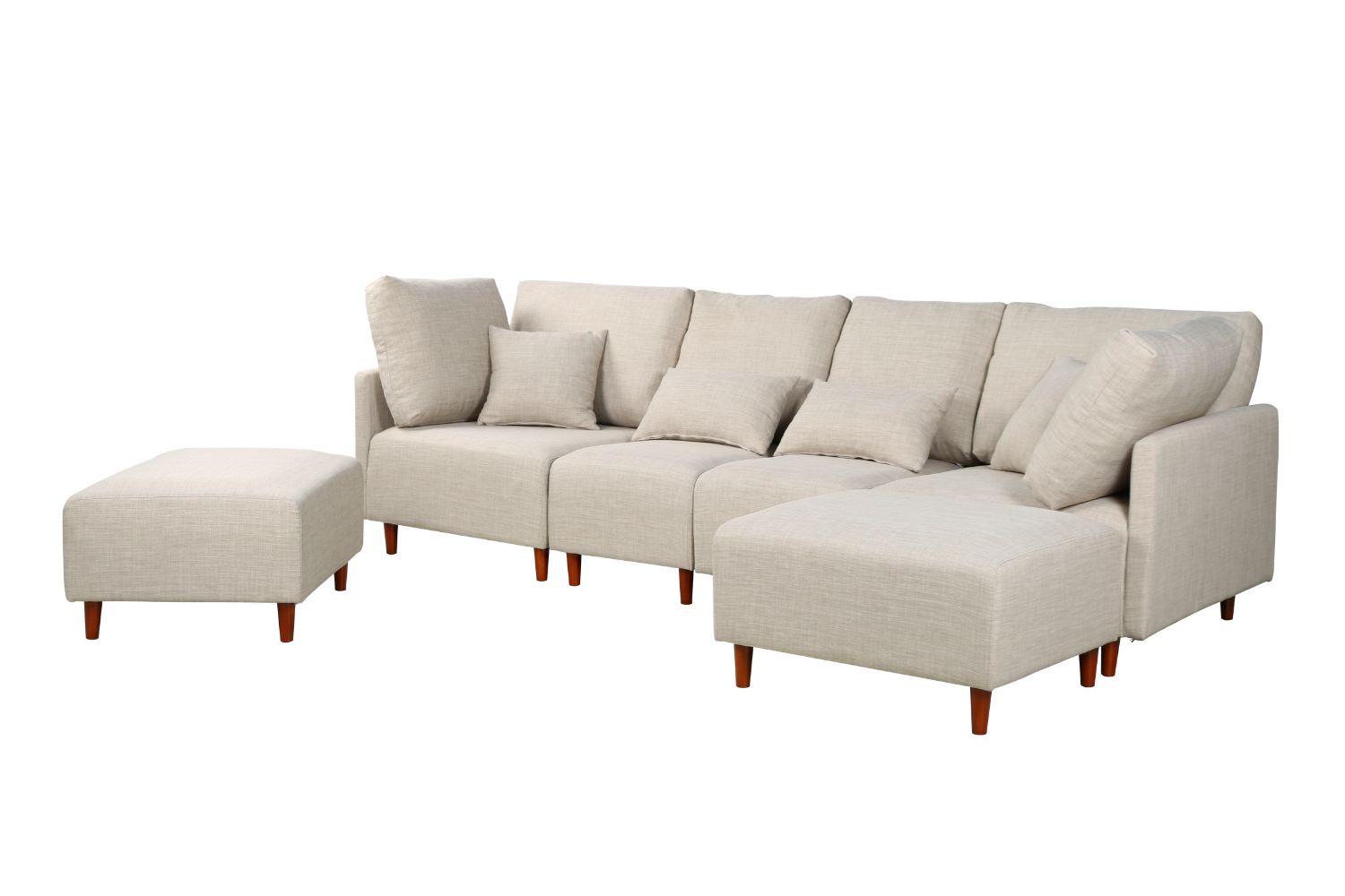 BRAYLAND Sectional Modular Fabric Sofa (Beige)