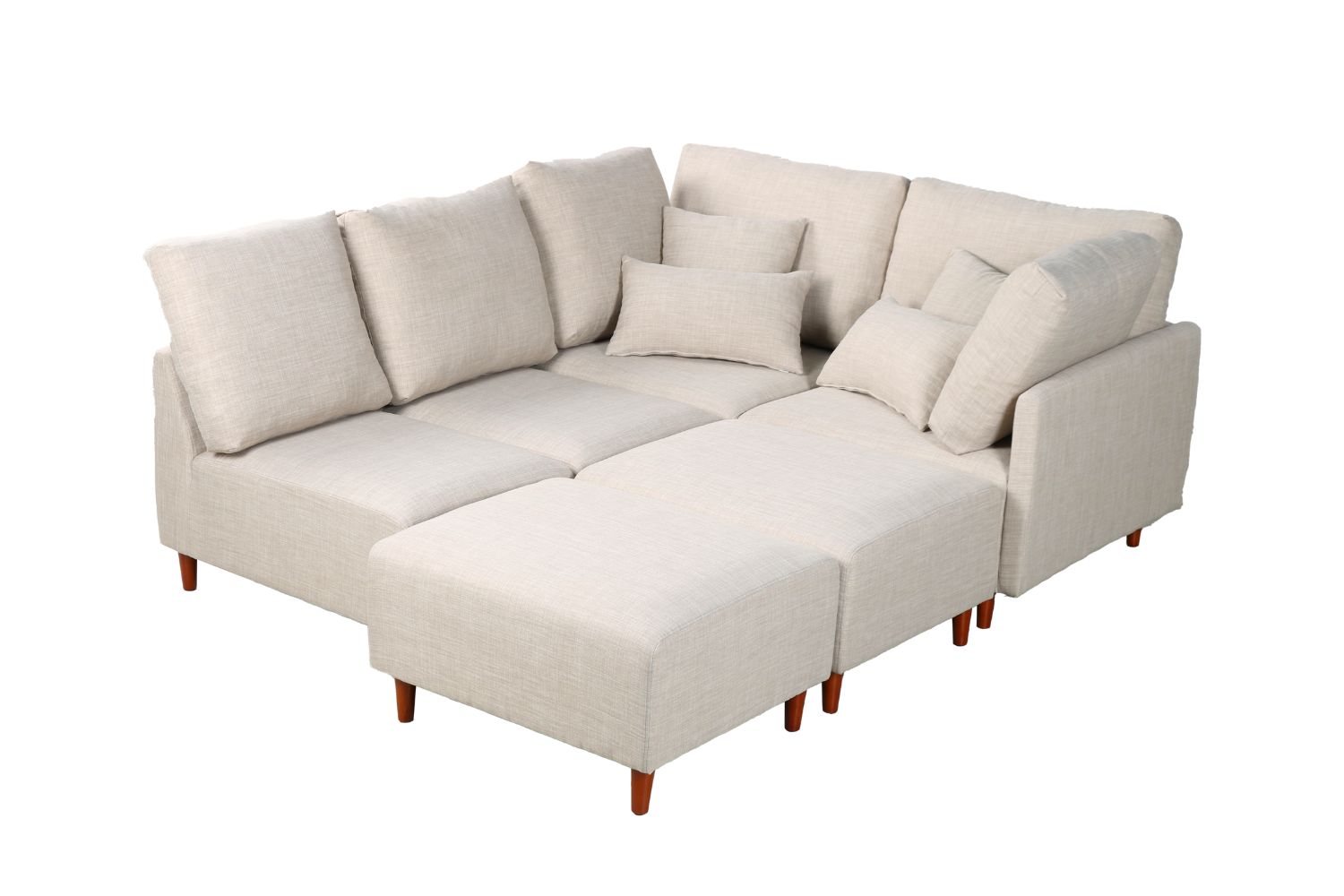 BRAYLAND Sectional Modular Fabric Sofa (Beige)